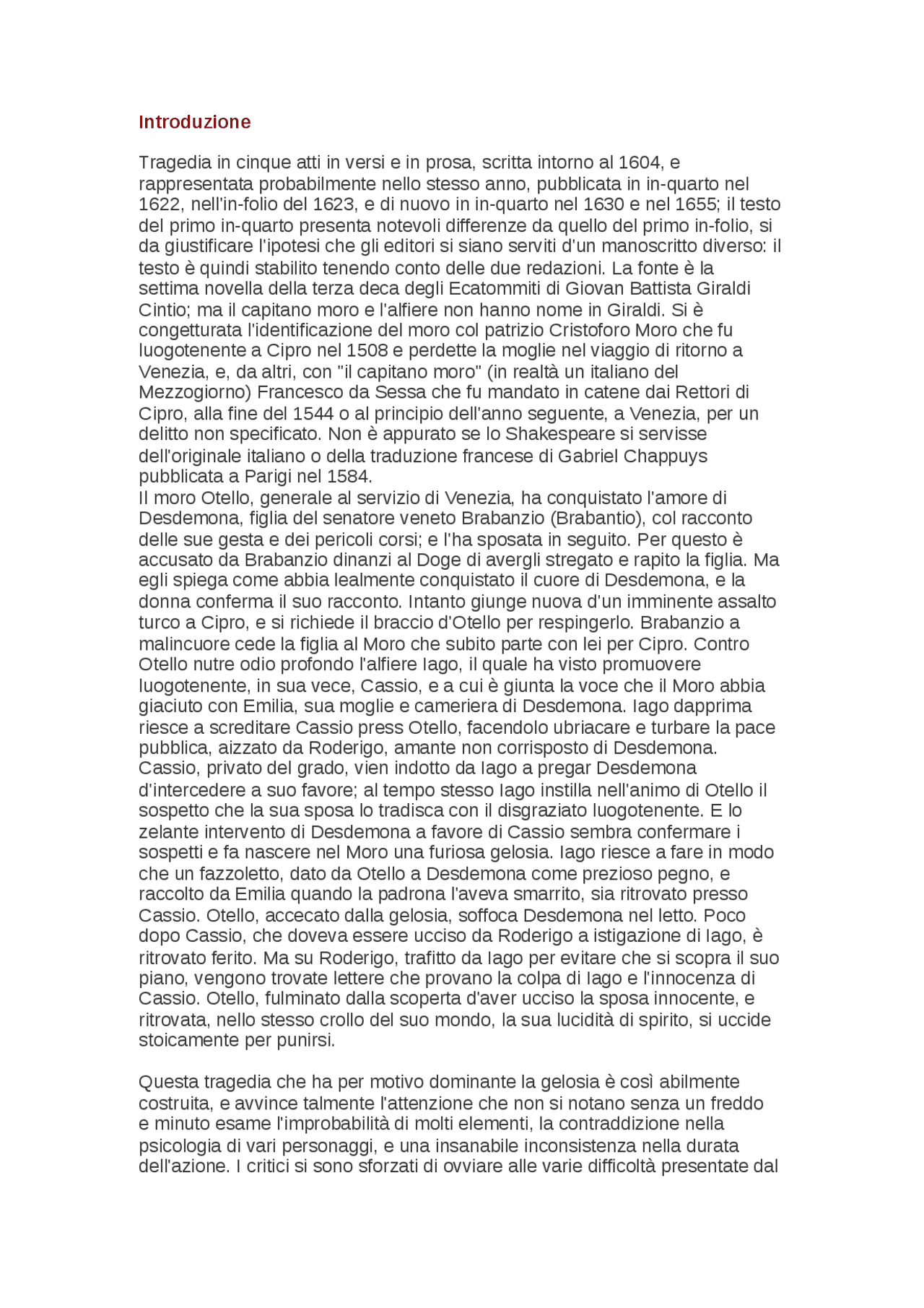 Othello - Docsity