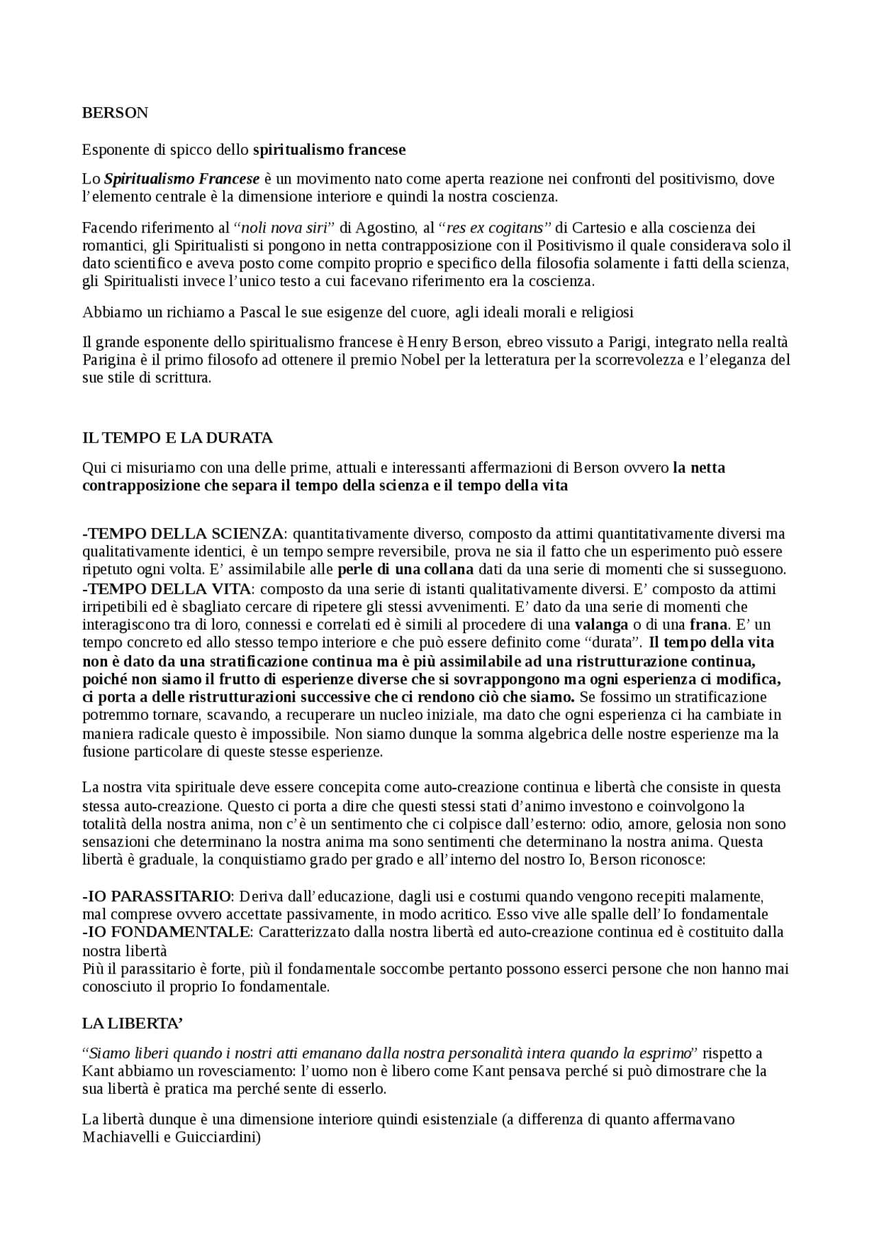 Bergson Docsity