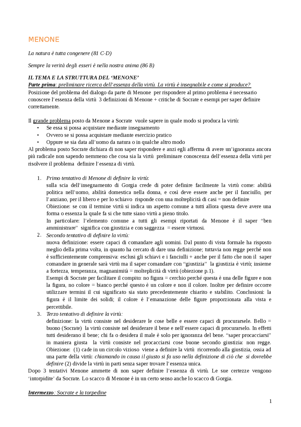 Platone Il Menone Docsity