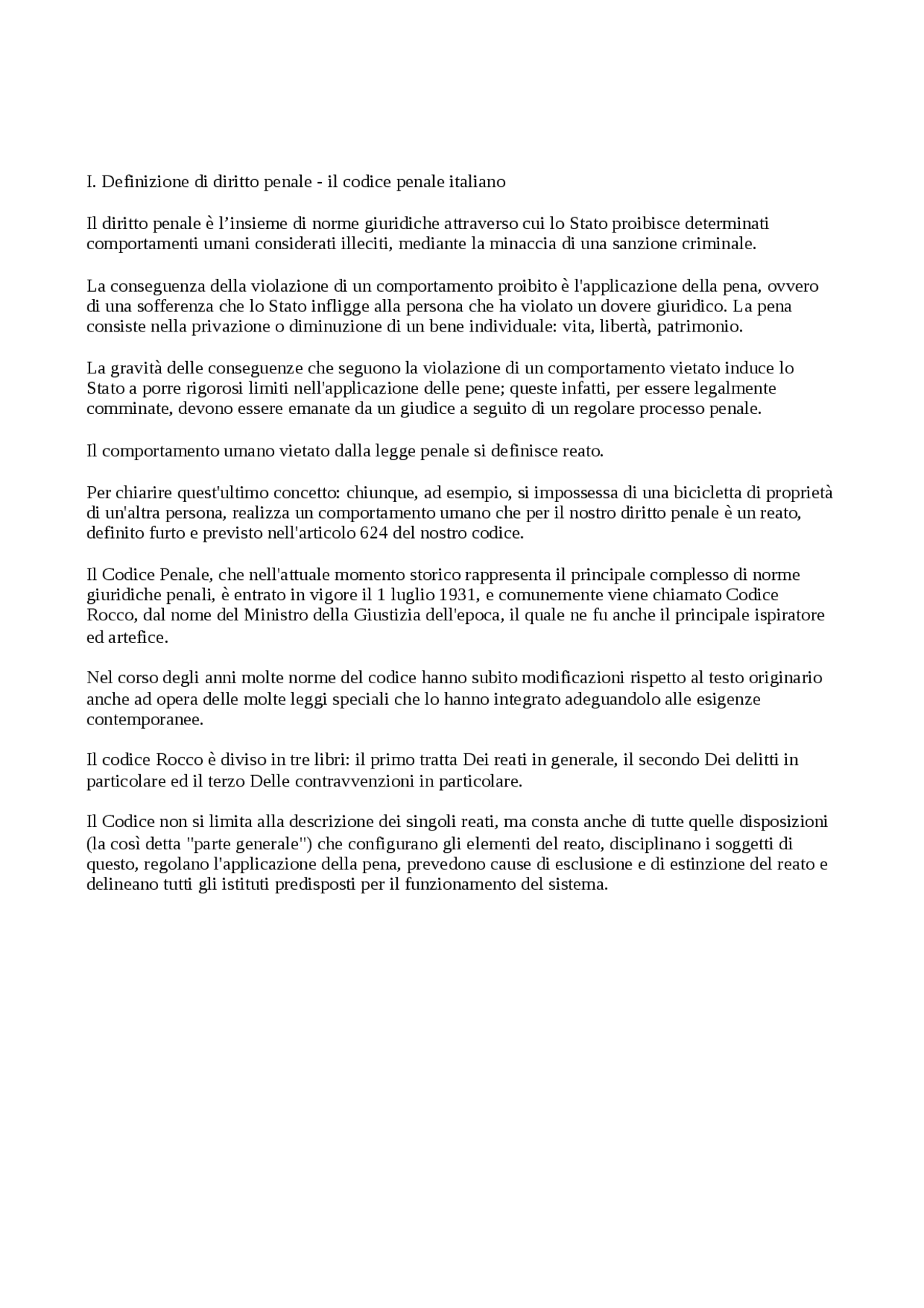 Il codice penale - Docsity