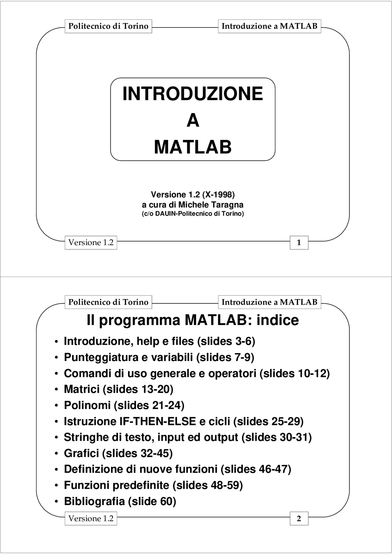 Introduzione A Matlab Docsity