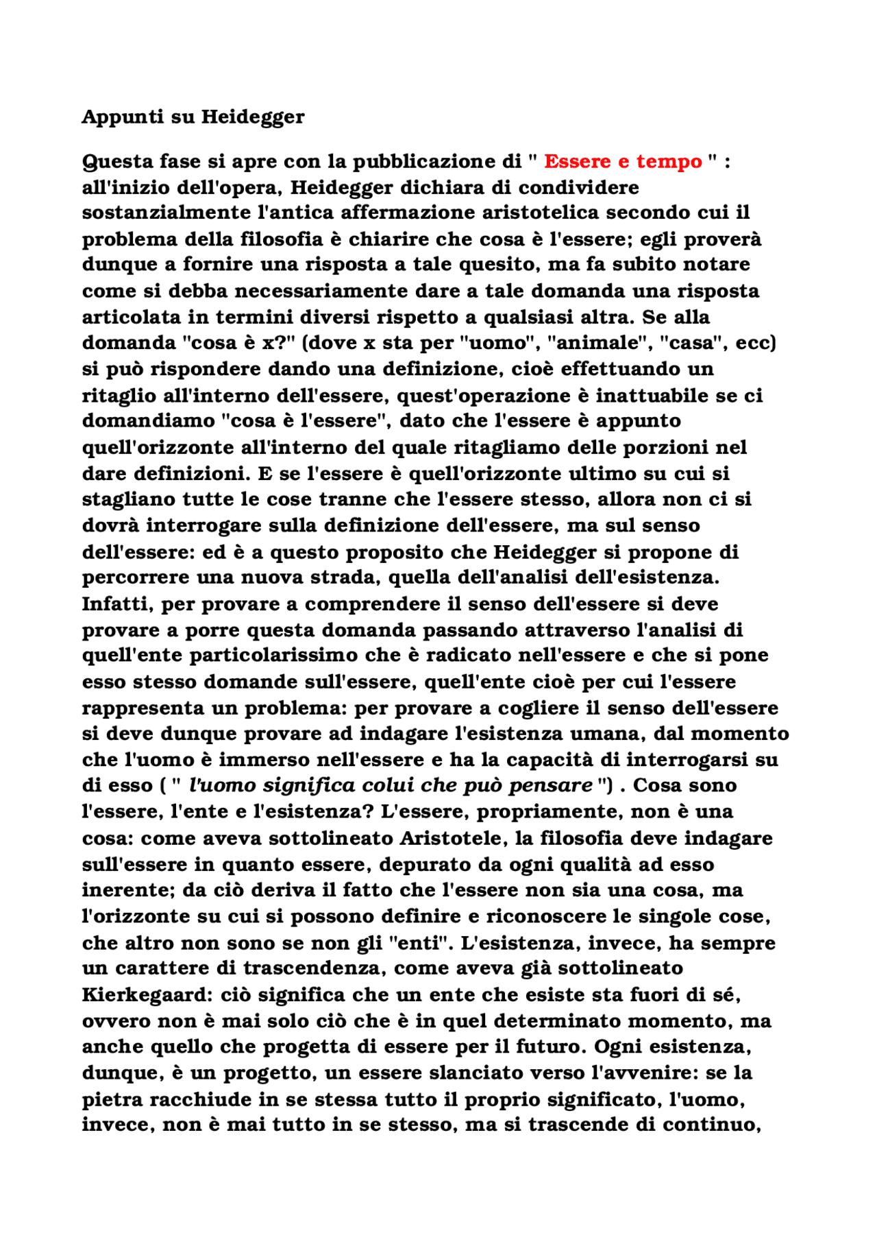 Appunti Su Heidegger Docsity