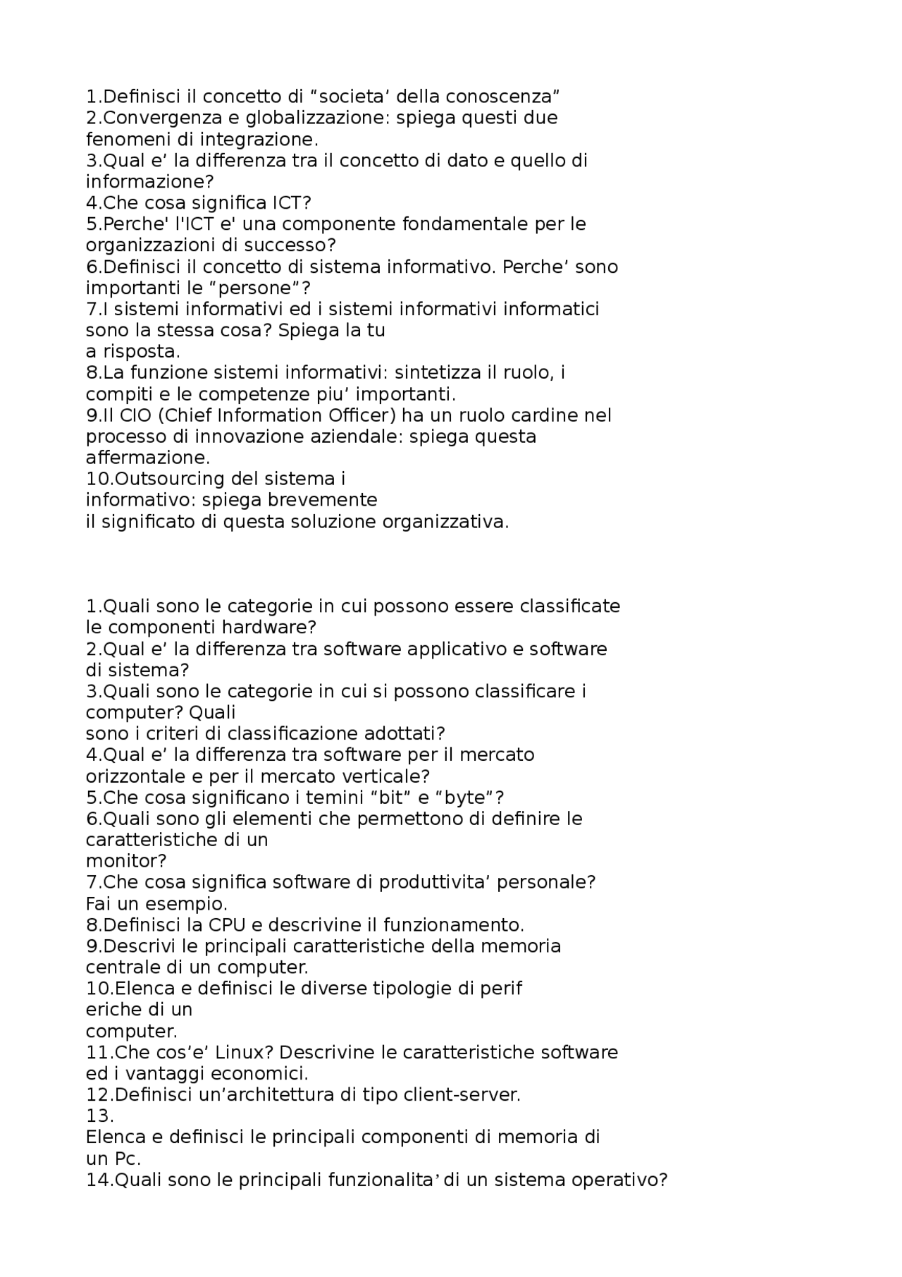 Domande Informatica Docsity