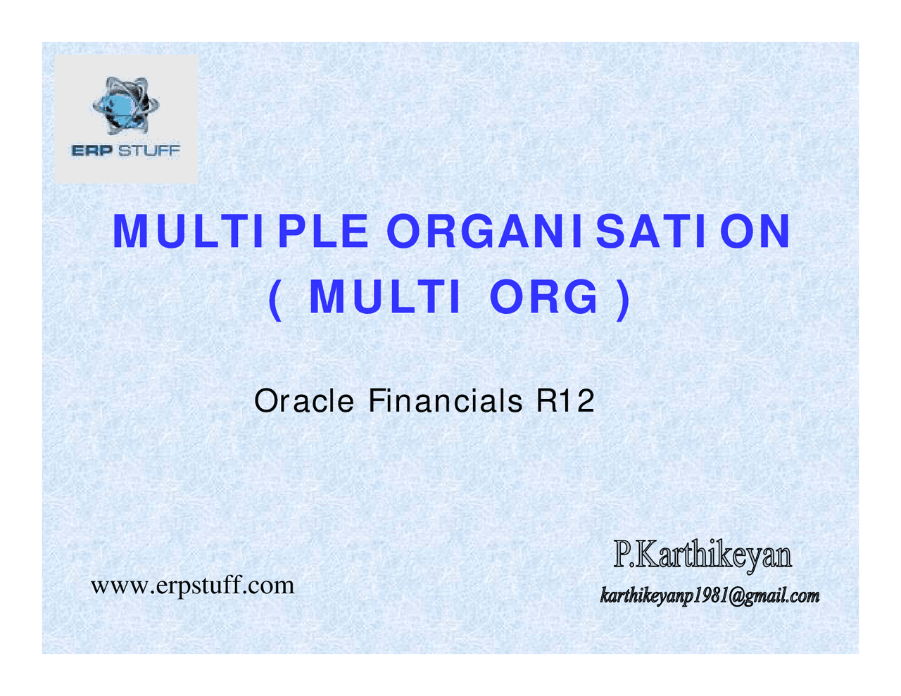 Oracle applications r12 all about multi org - Docsity