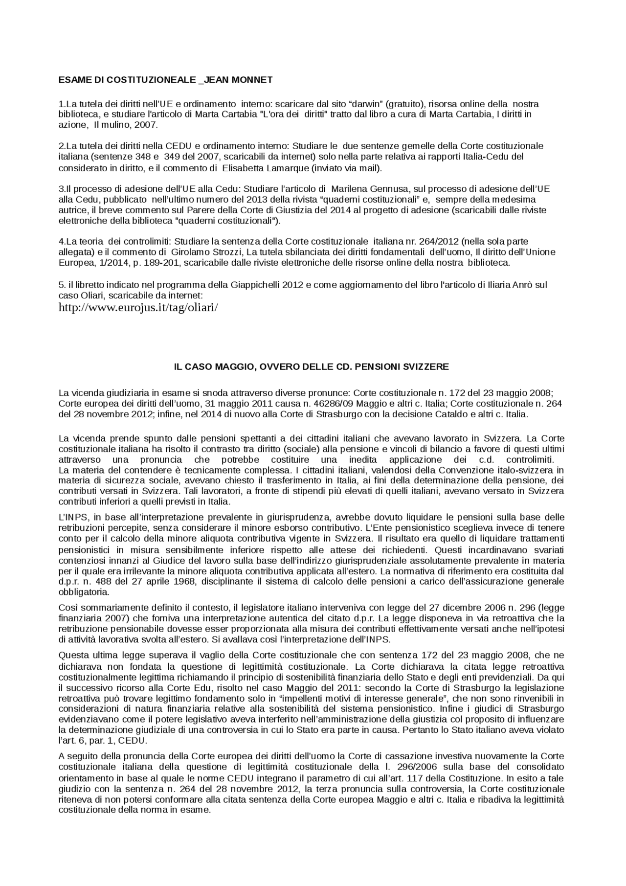 Esame di costituzionale jean monnet - Docsity