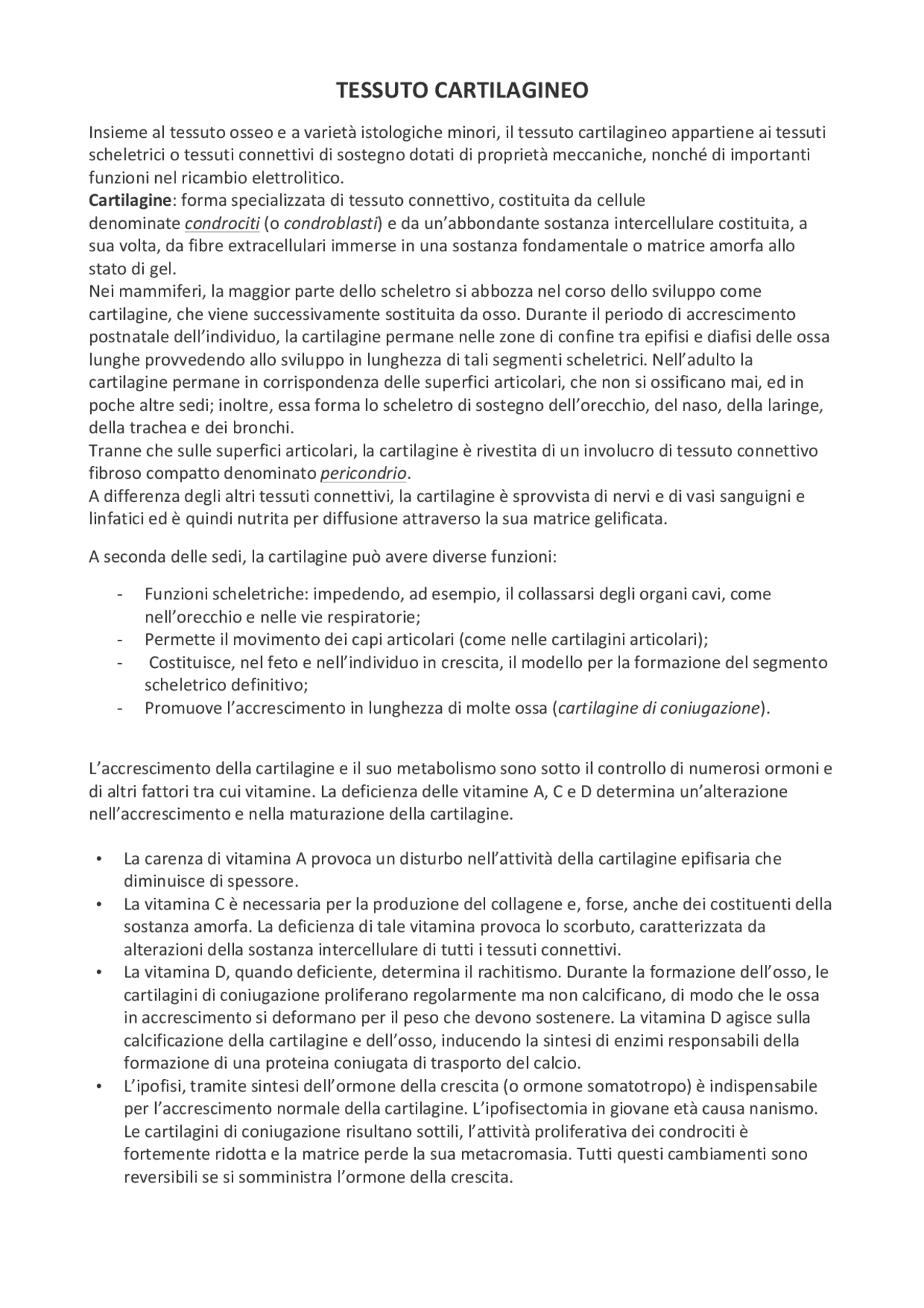7 Tessuto Cartilagineo Docsity