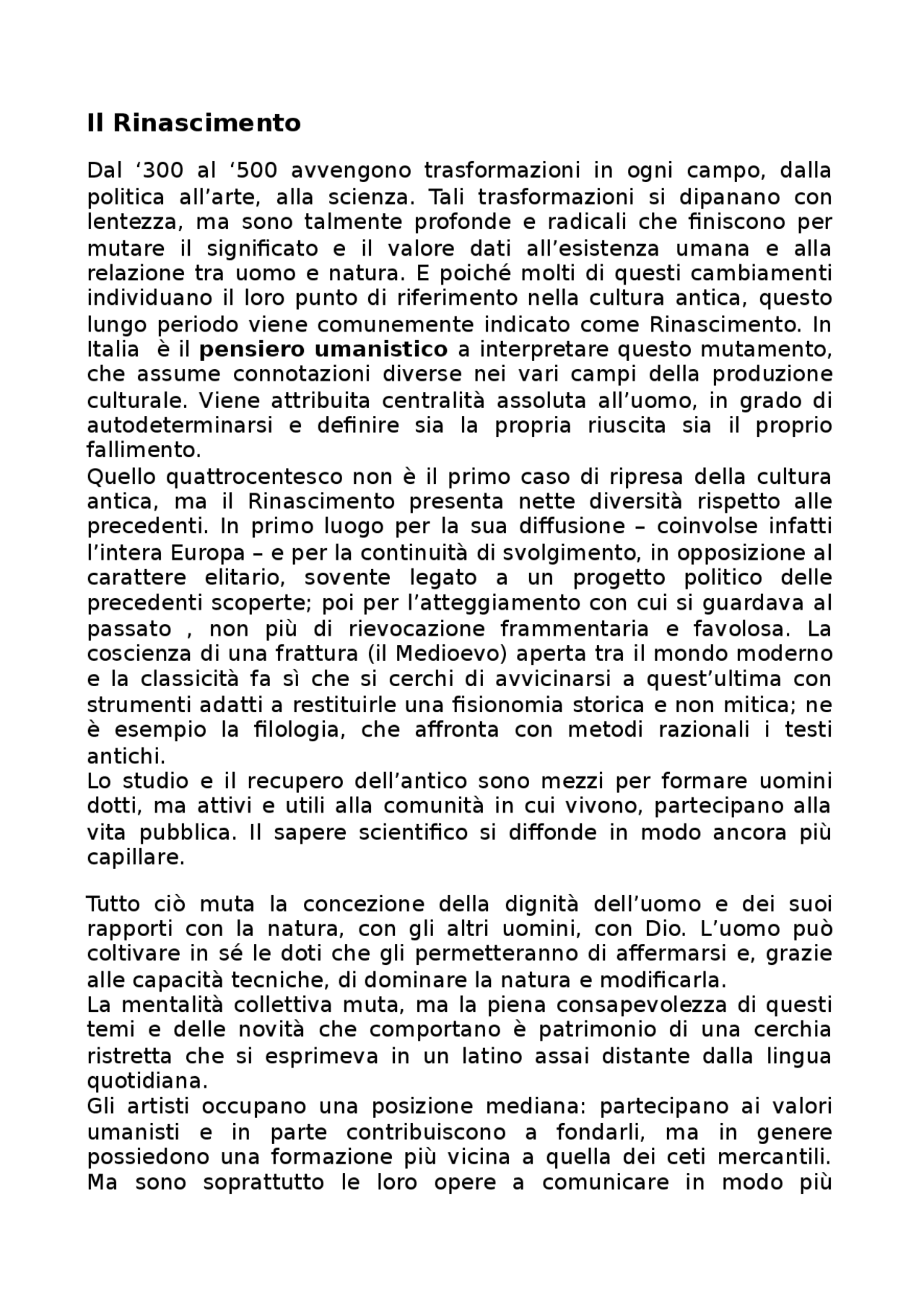 Il Rinascimento Docsity