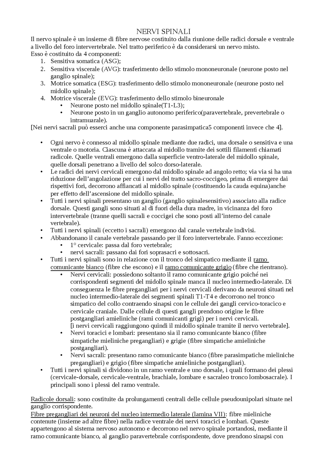 Nervi Spinali Docsity