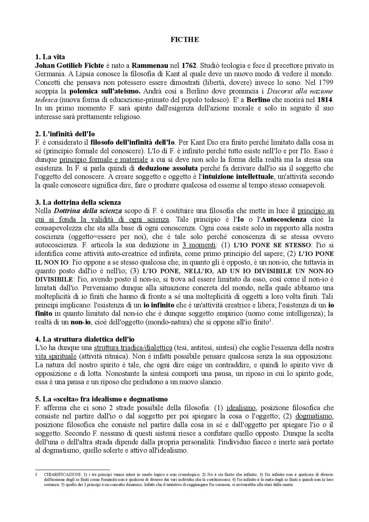 Fichte Abbagnano Fornero Docsity