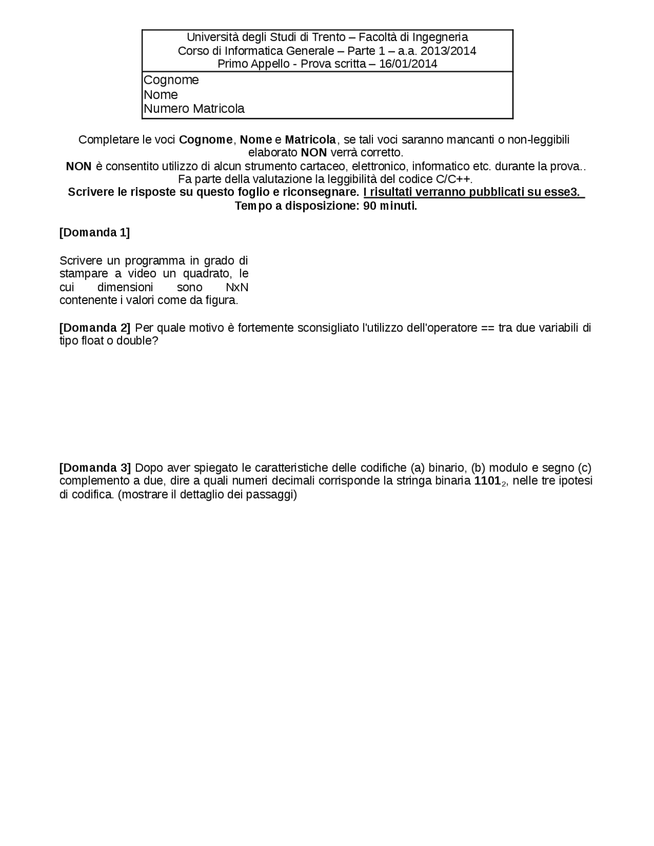 Esame Programmazione 1 Docsity