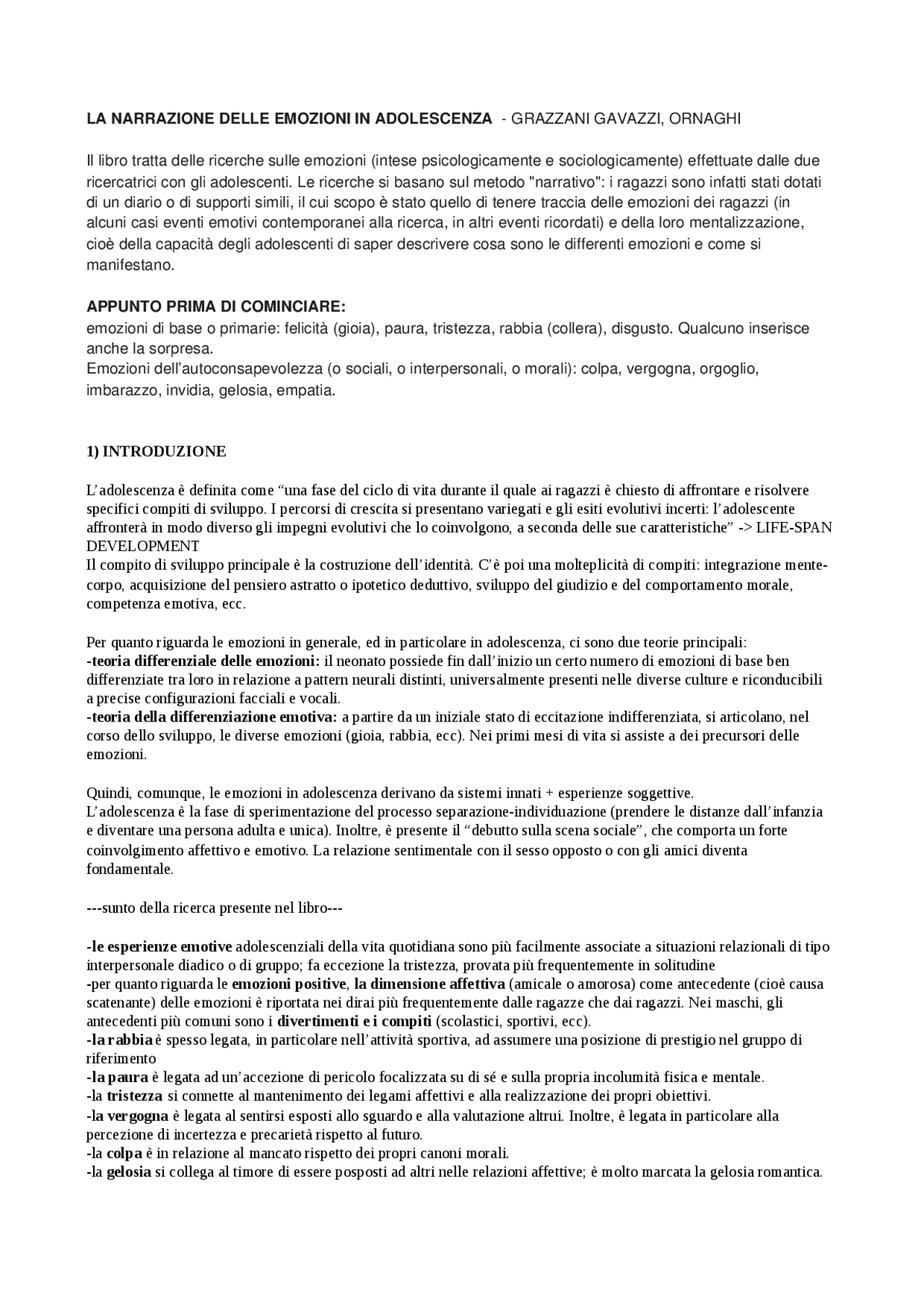 La Narrazione Delle Emozioni Docsity