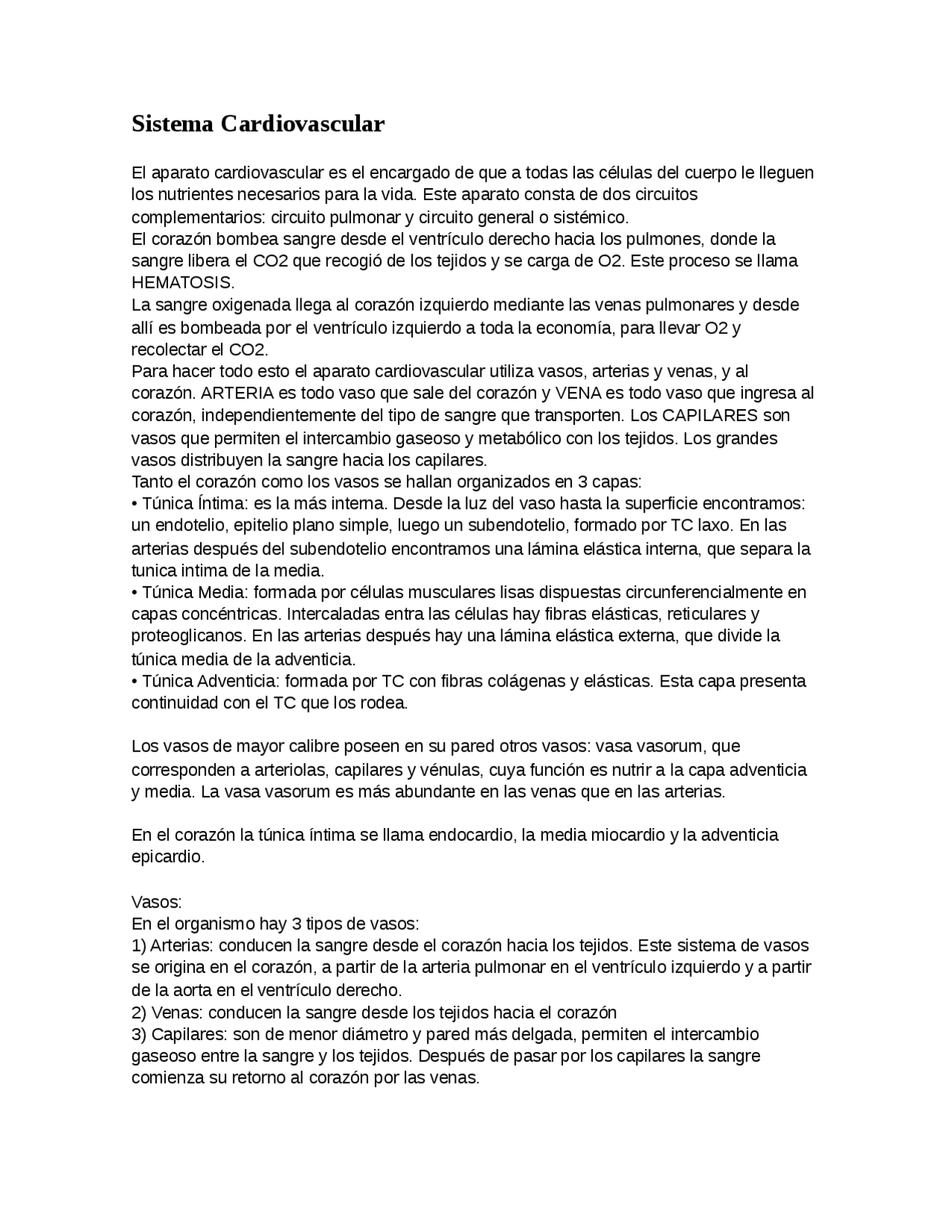 Sistema Cardiovascular Docsity