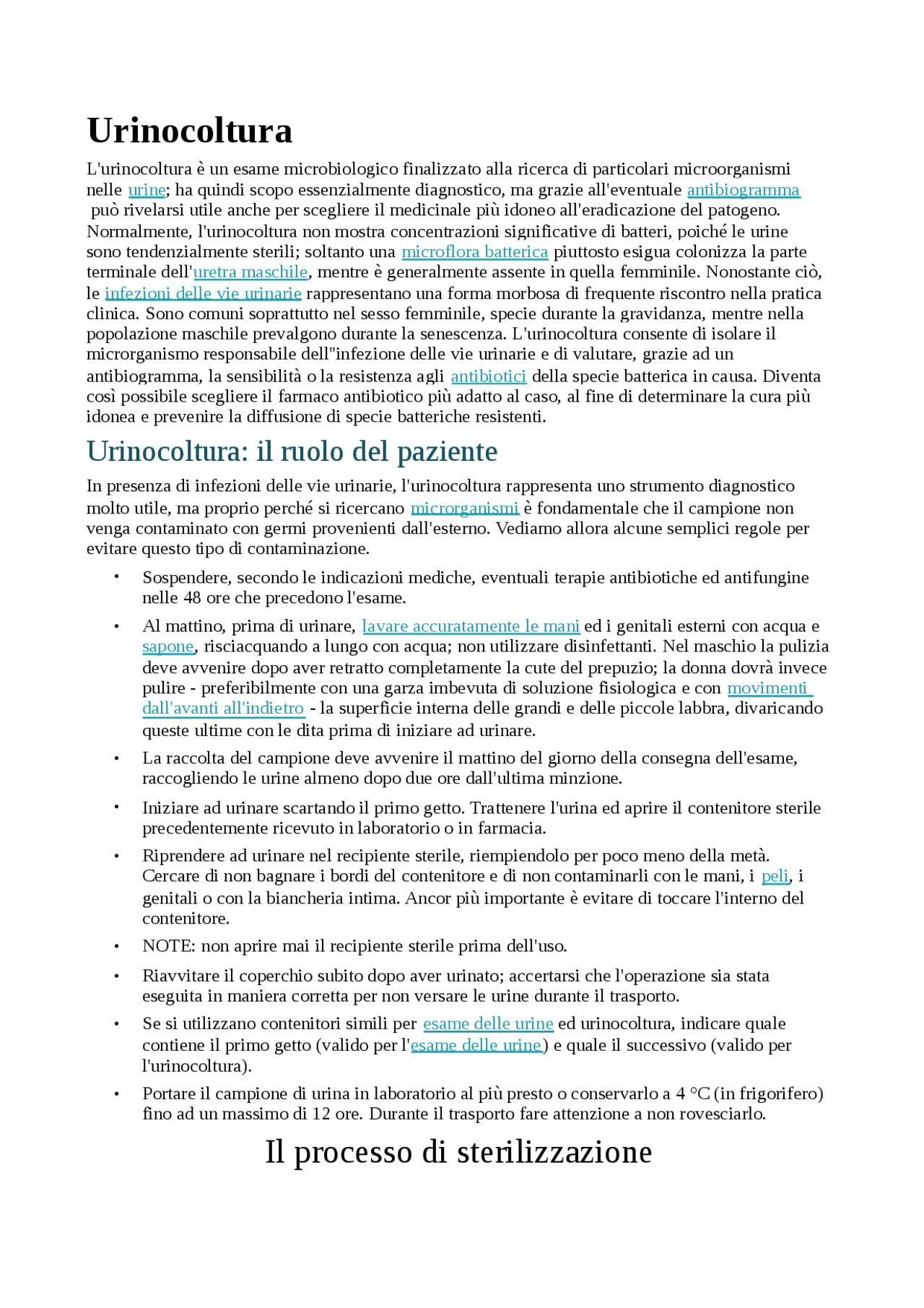 Urinocoltura - Docsity