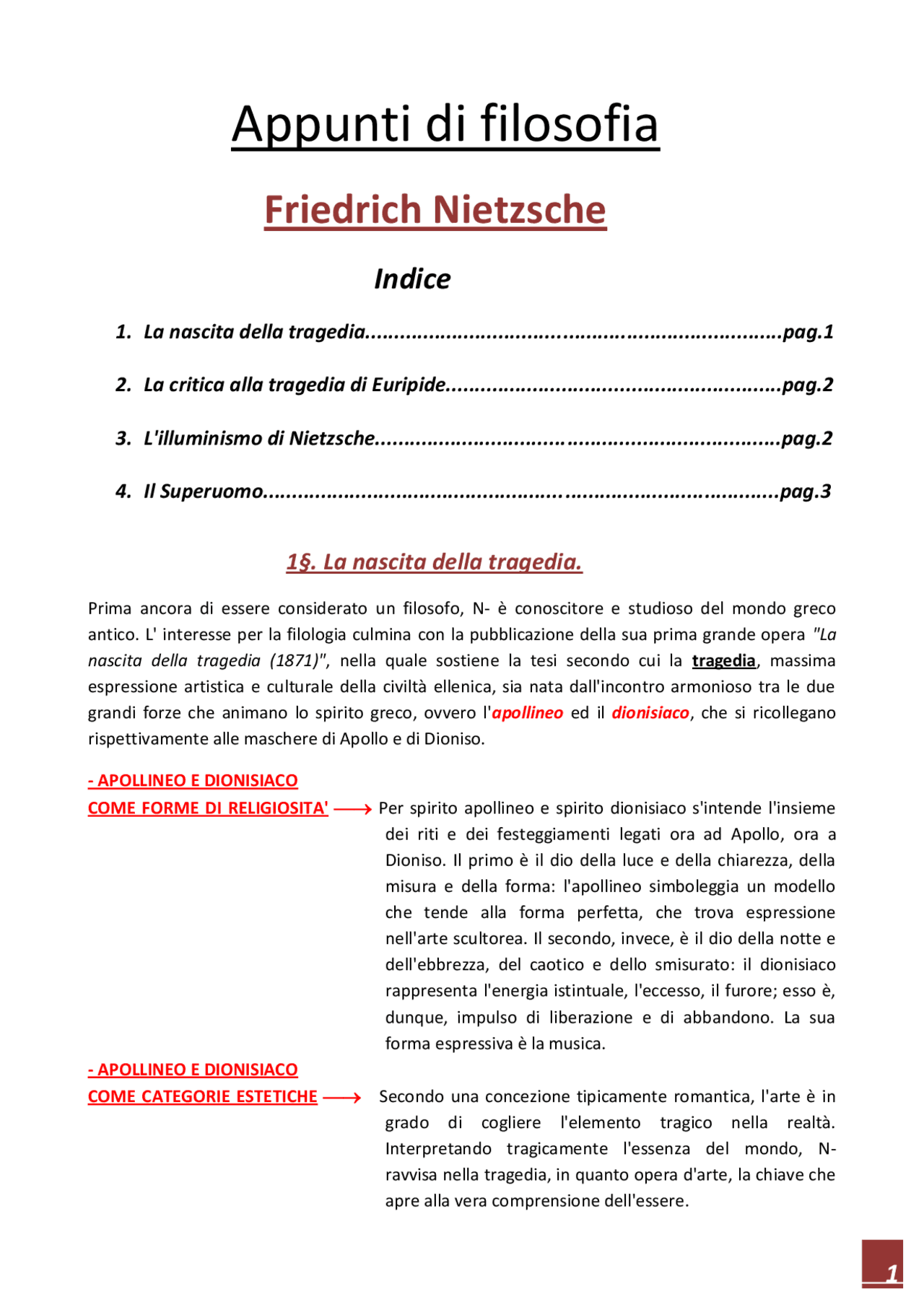 Appunti Nietzsche Friedrich Docsity