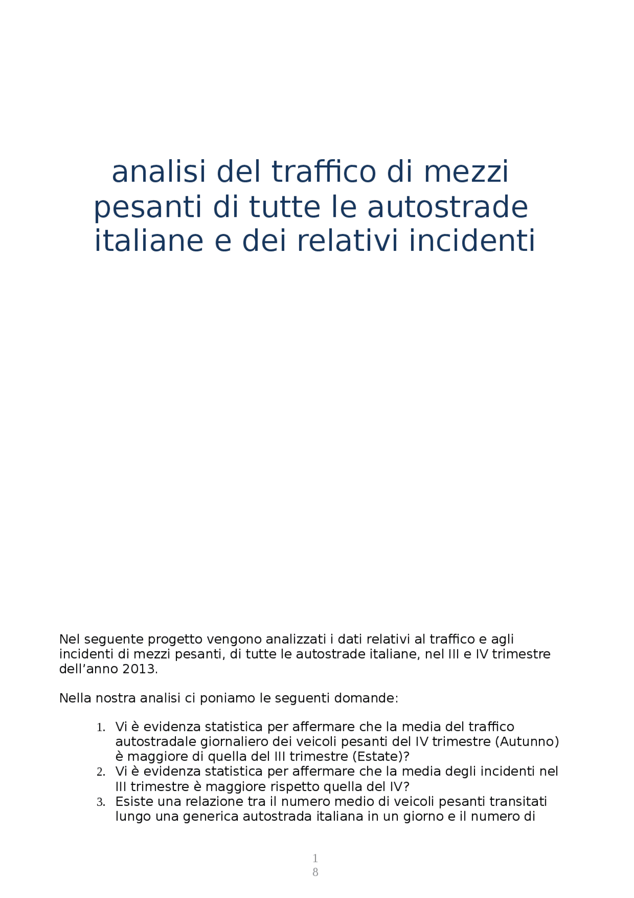 Esempio Di Analisi Statistica Docsity