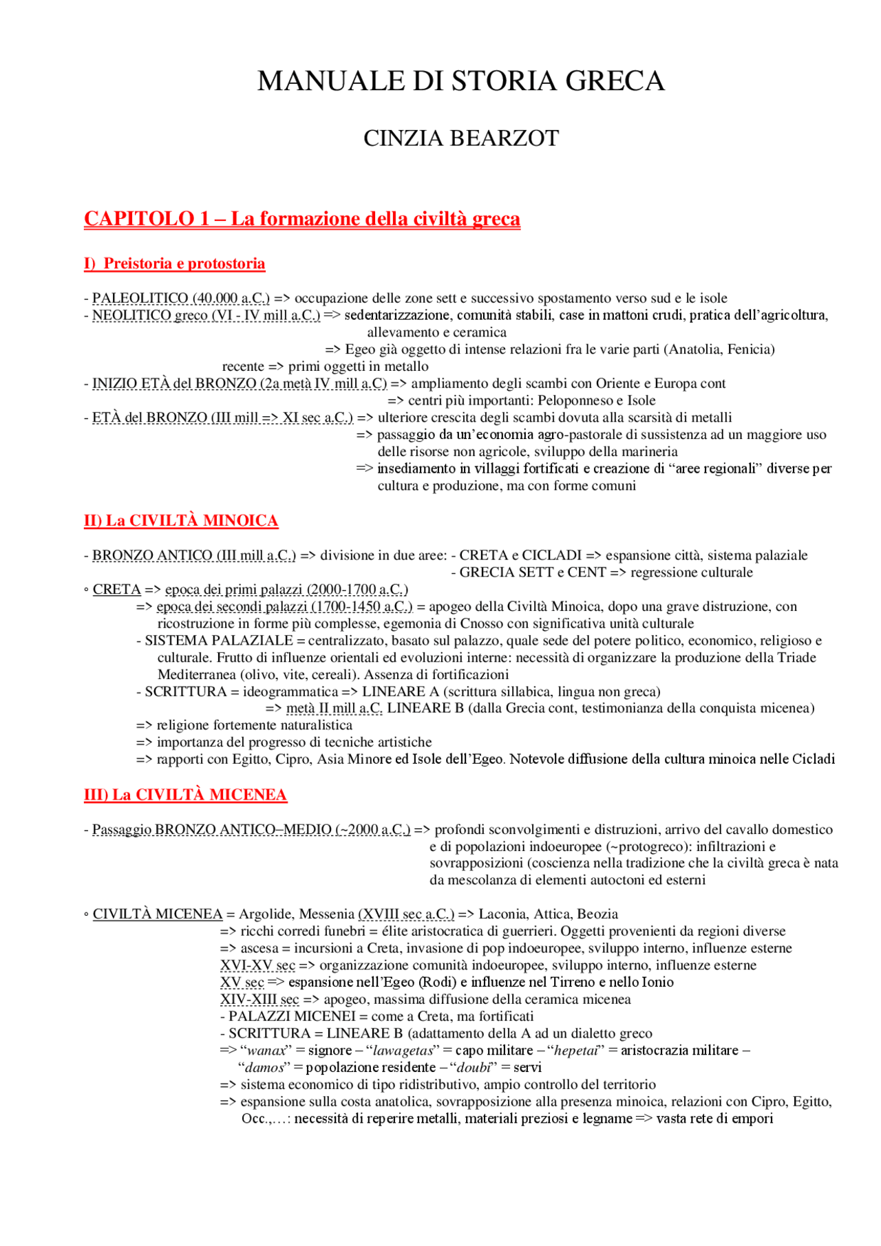 Riassunto Di Storia Greca Docsity