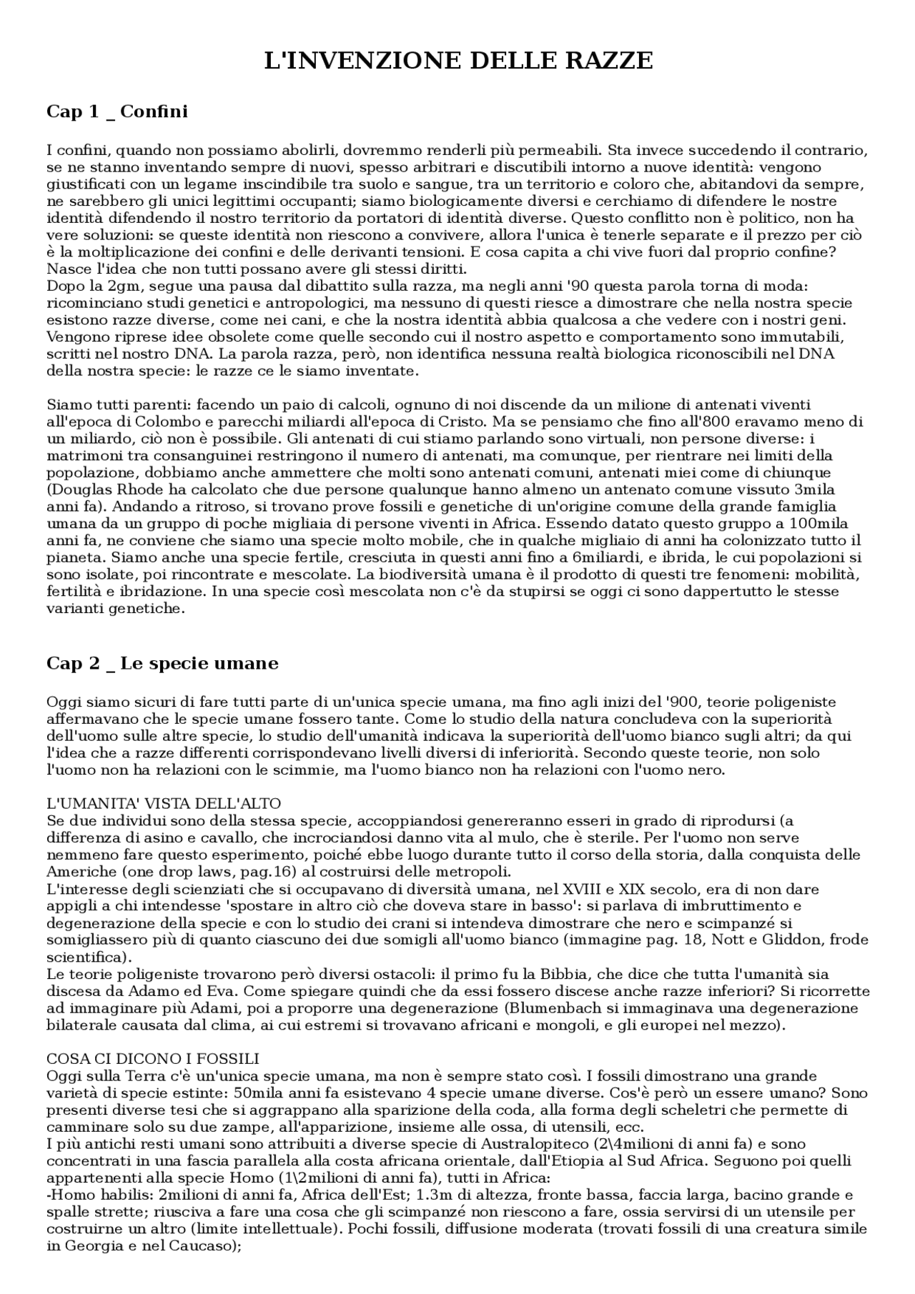 Linvenzione Delle Razze Barbujani Docsity