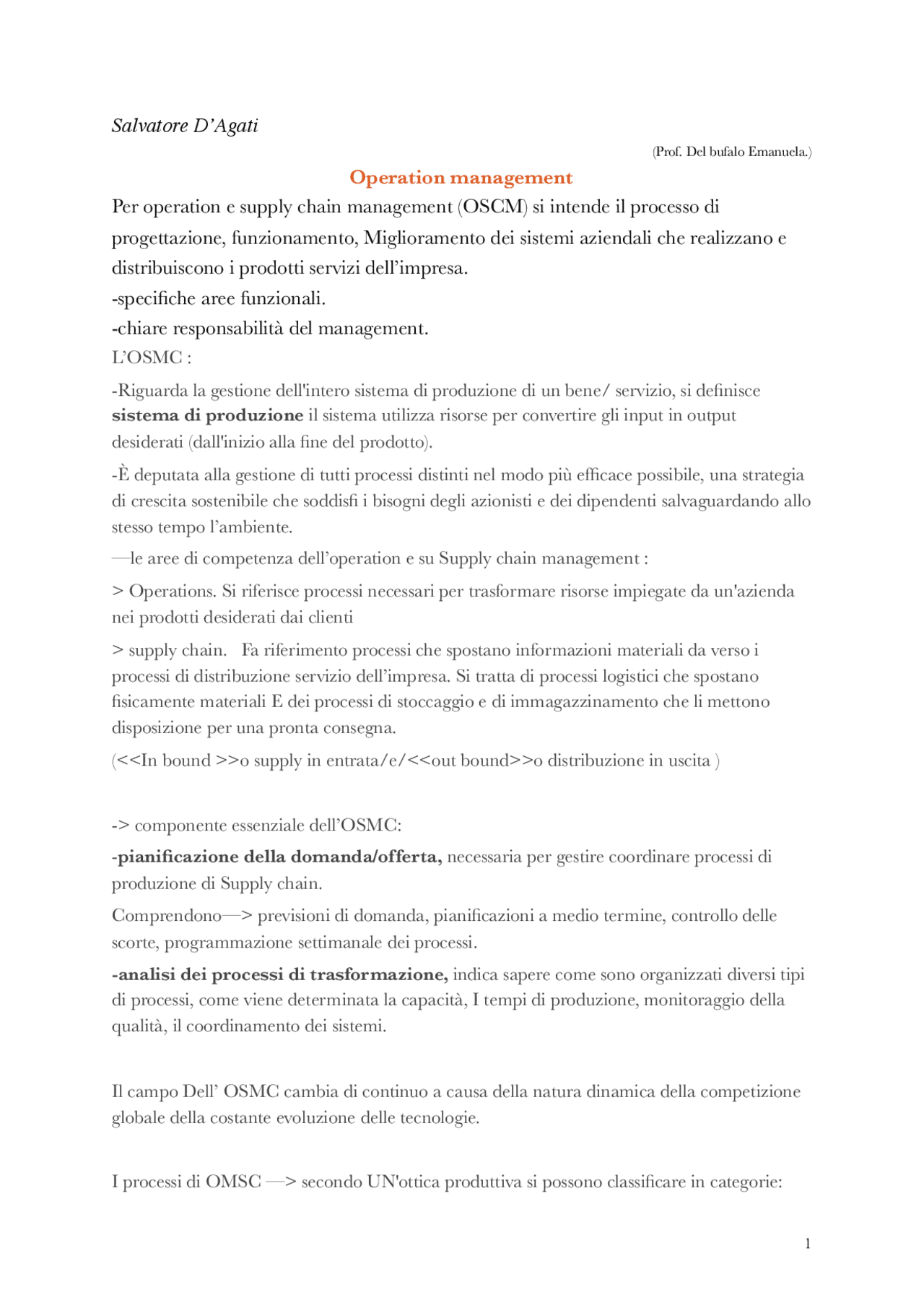 Operation Management Docsity