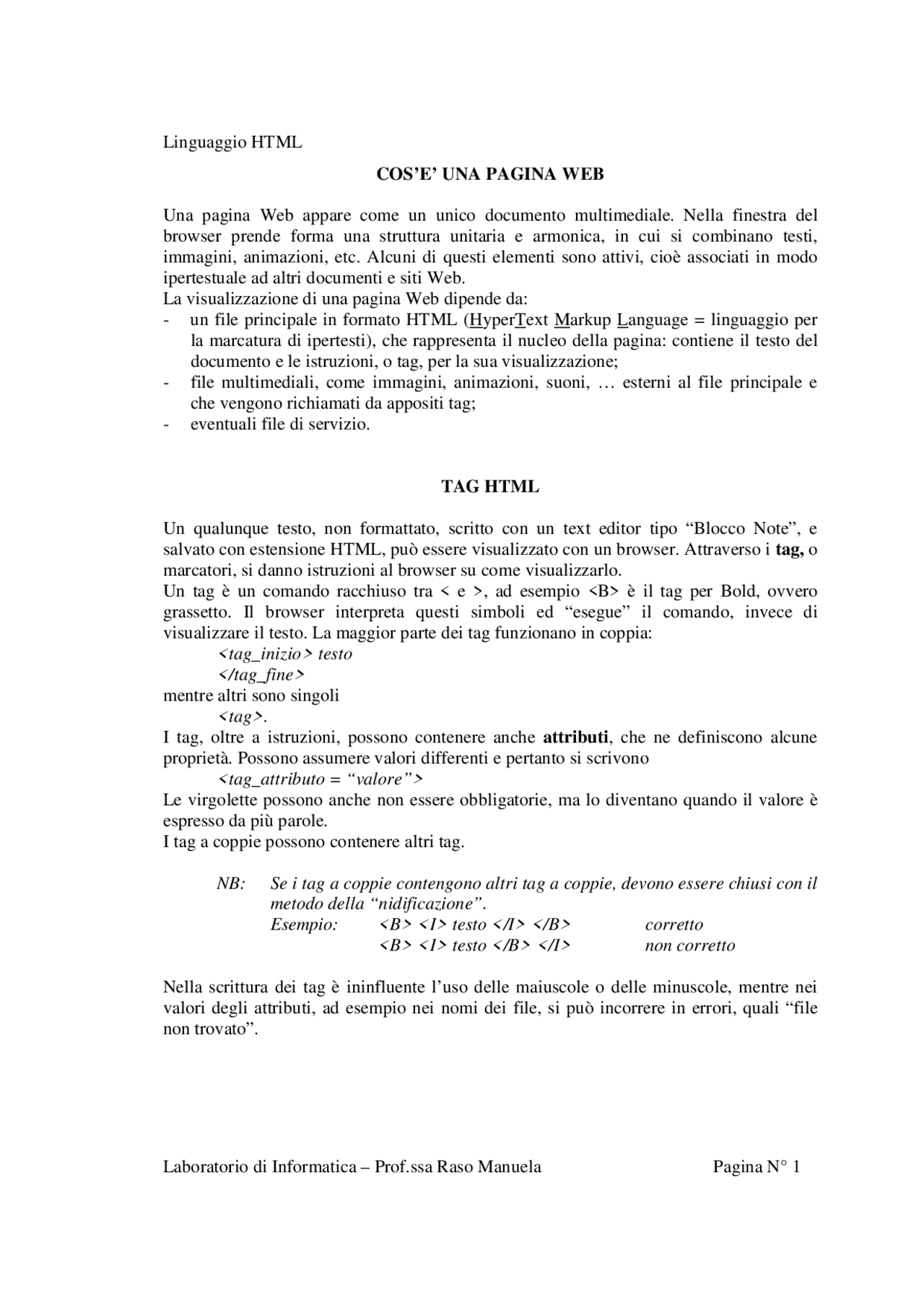 Linguaggio Html Docsity