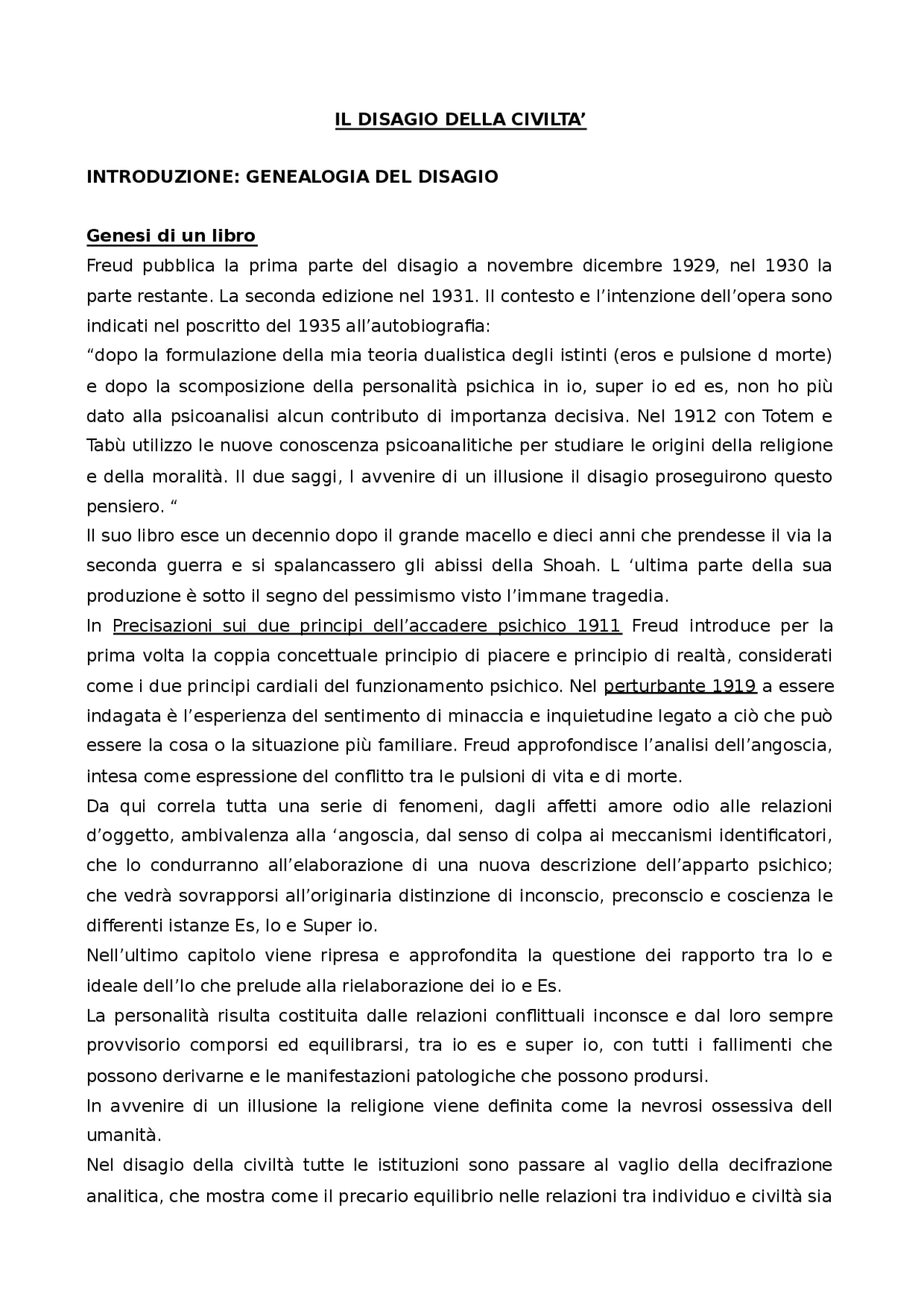 Disagio Della Civiltà Docsity