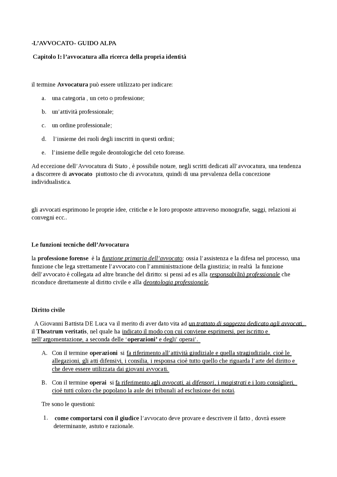 Guido Alpa L Avvocato Docsity