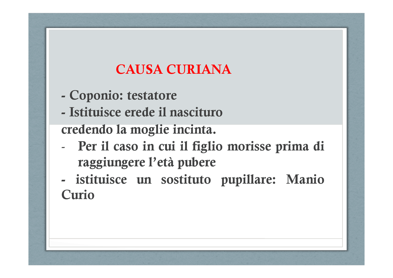 Causa curiana | Appunti di Diritto | Docsity