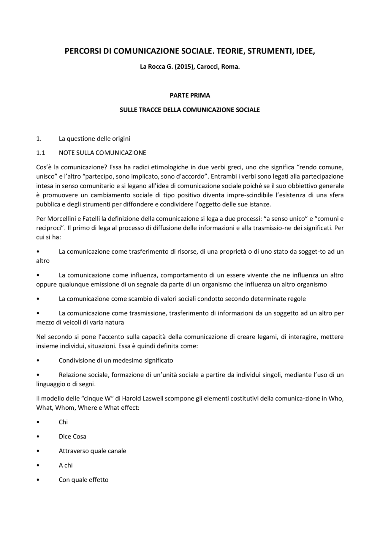 Percorsi Di Comunicazione Sociale Docsity