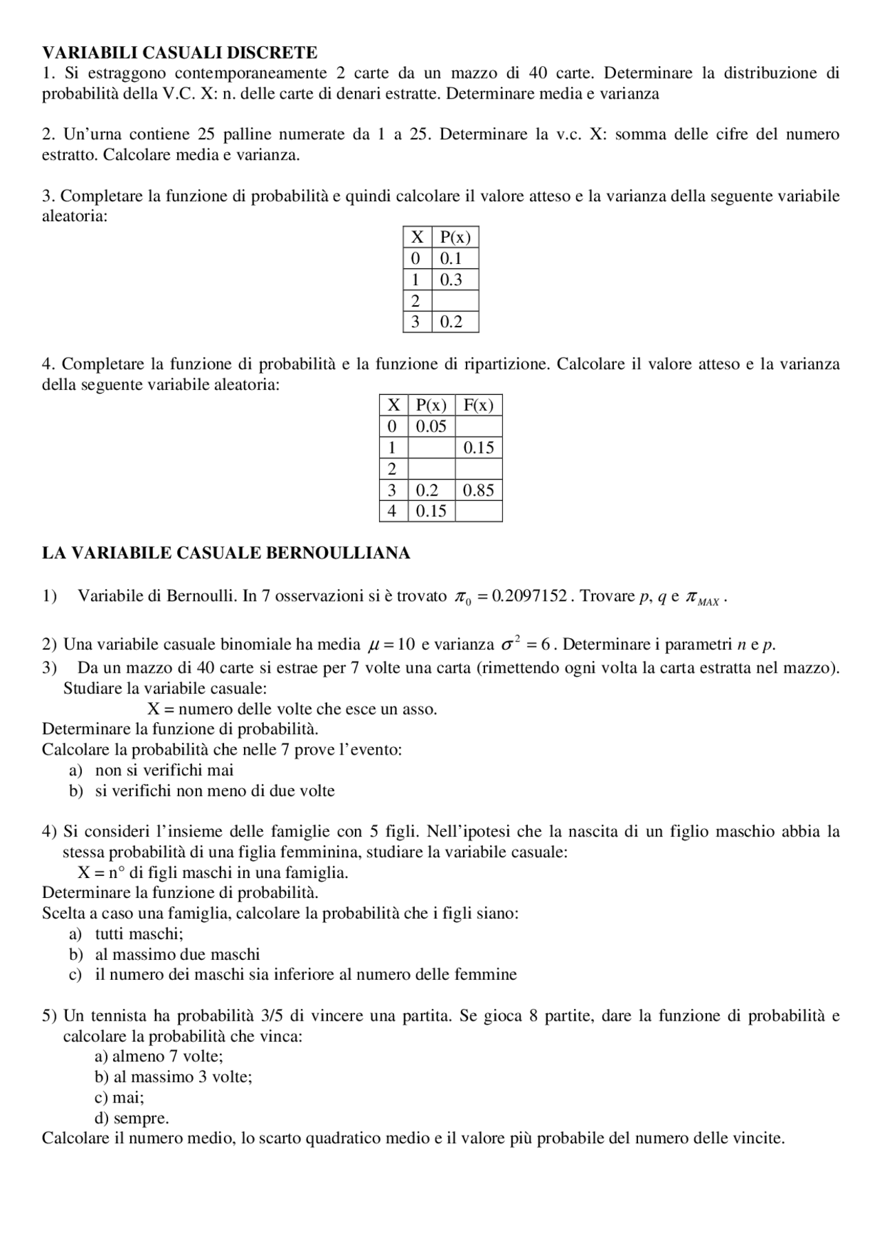 6 Variabili Casuali Discrete Appunti Di Statistica Docsity