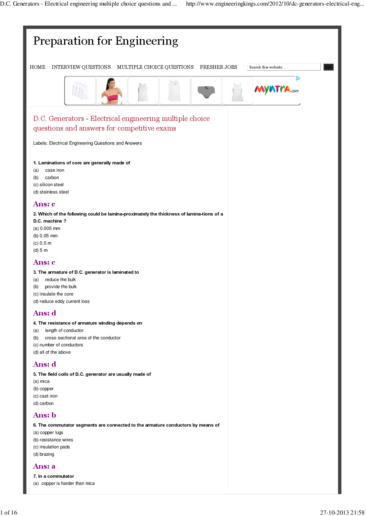 Dc Generators Docsity