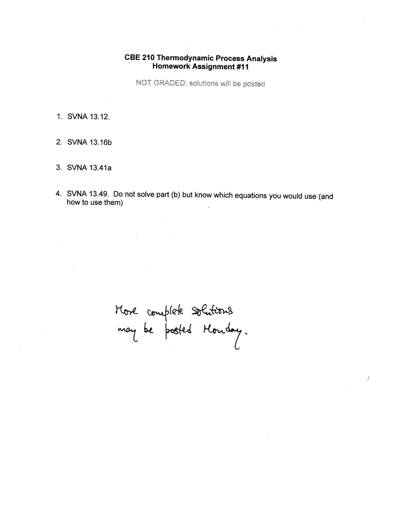 4 Handwritten Questions of Material and Energy Balances | CBE 201 - Docsity