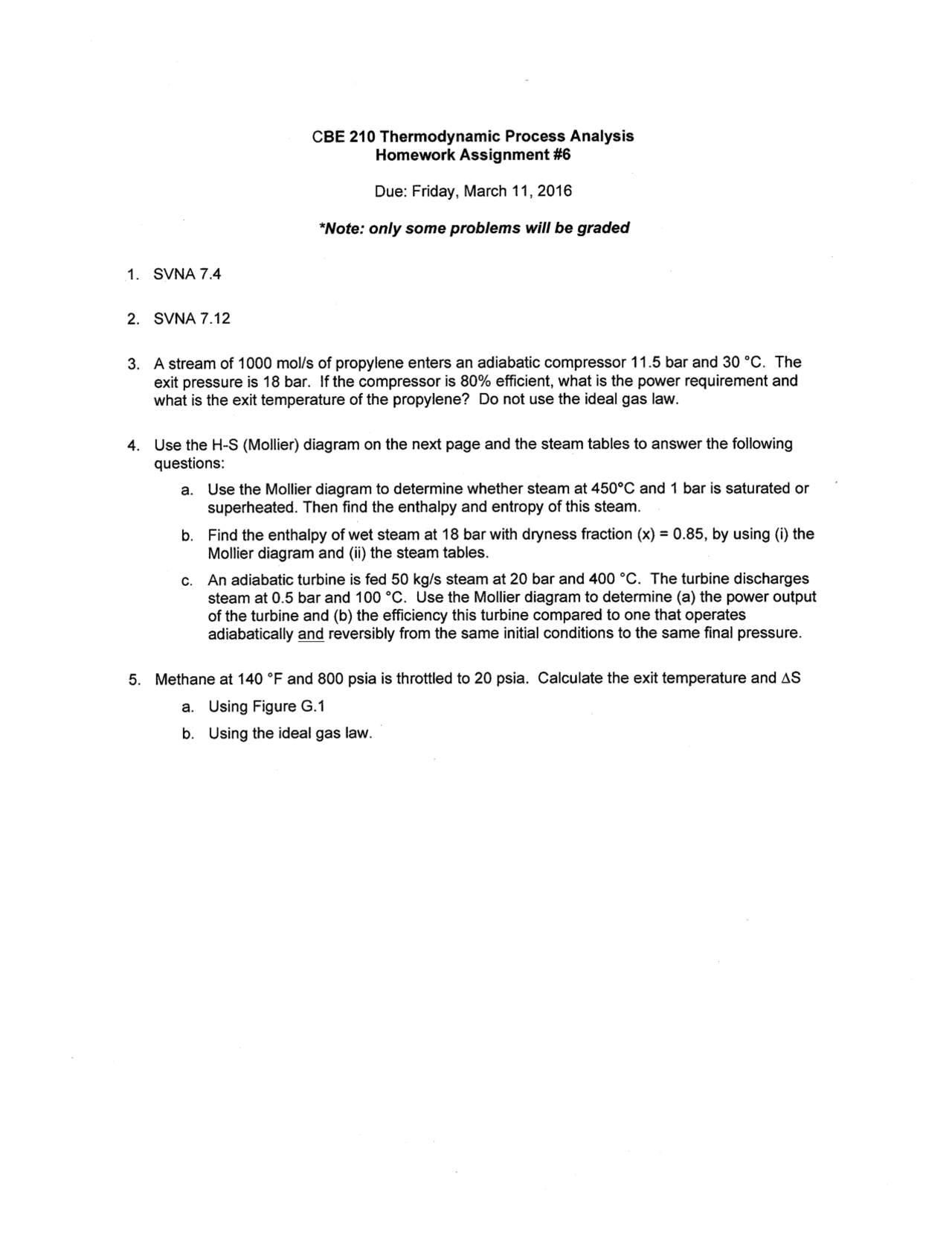 Homework Assignment 6 Solved Questions - Material and Energy Balances | CBE 201 - Docsity