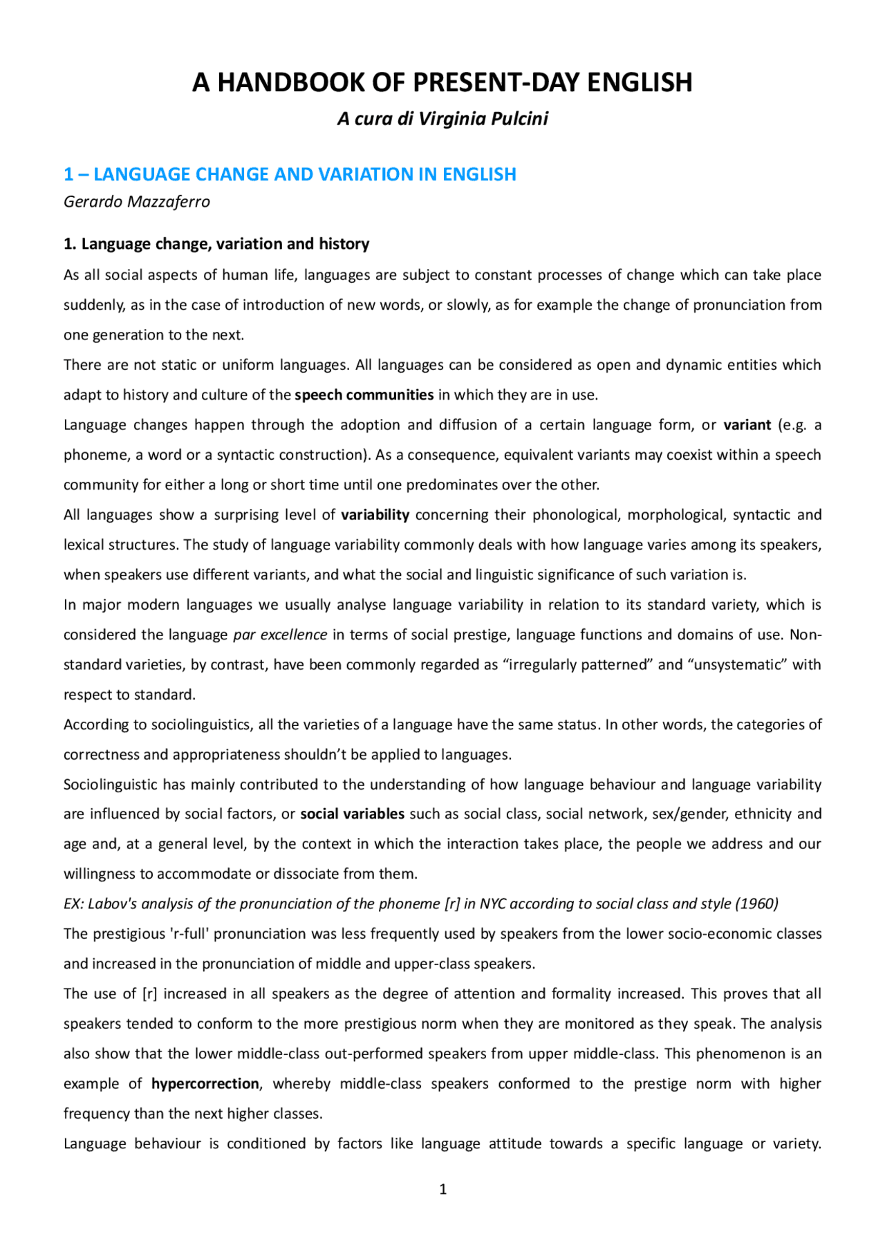 Pulcini A Handbook Of Presentday English Docsity