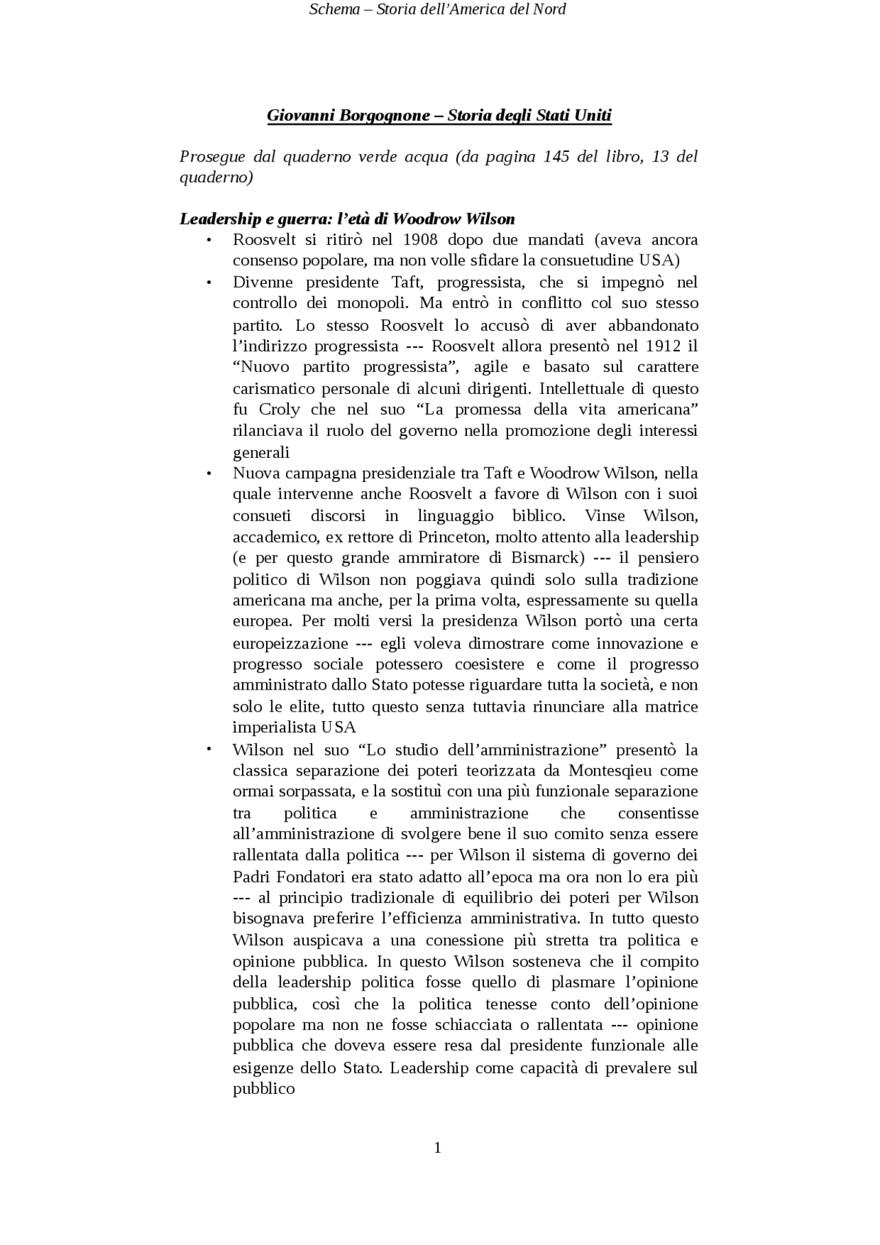 Schema Storia Degli Stati Uniti Docsity