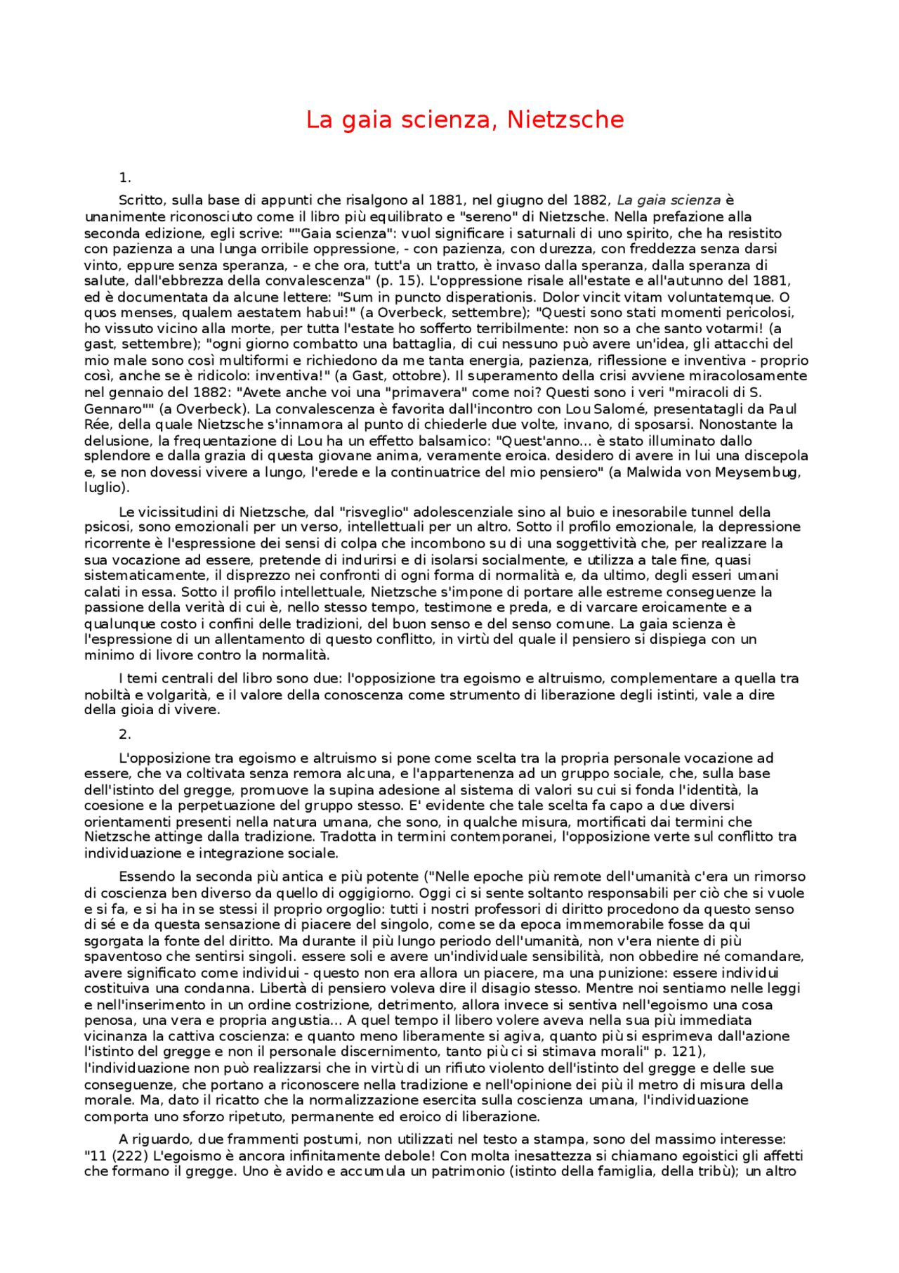 Gaia Scienza Docsity