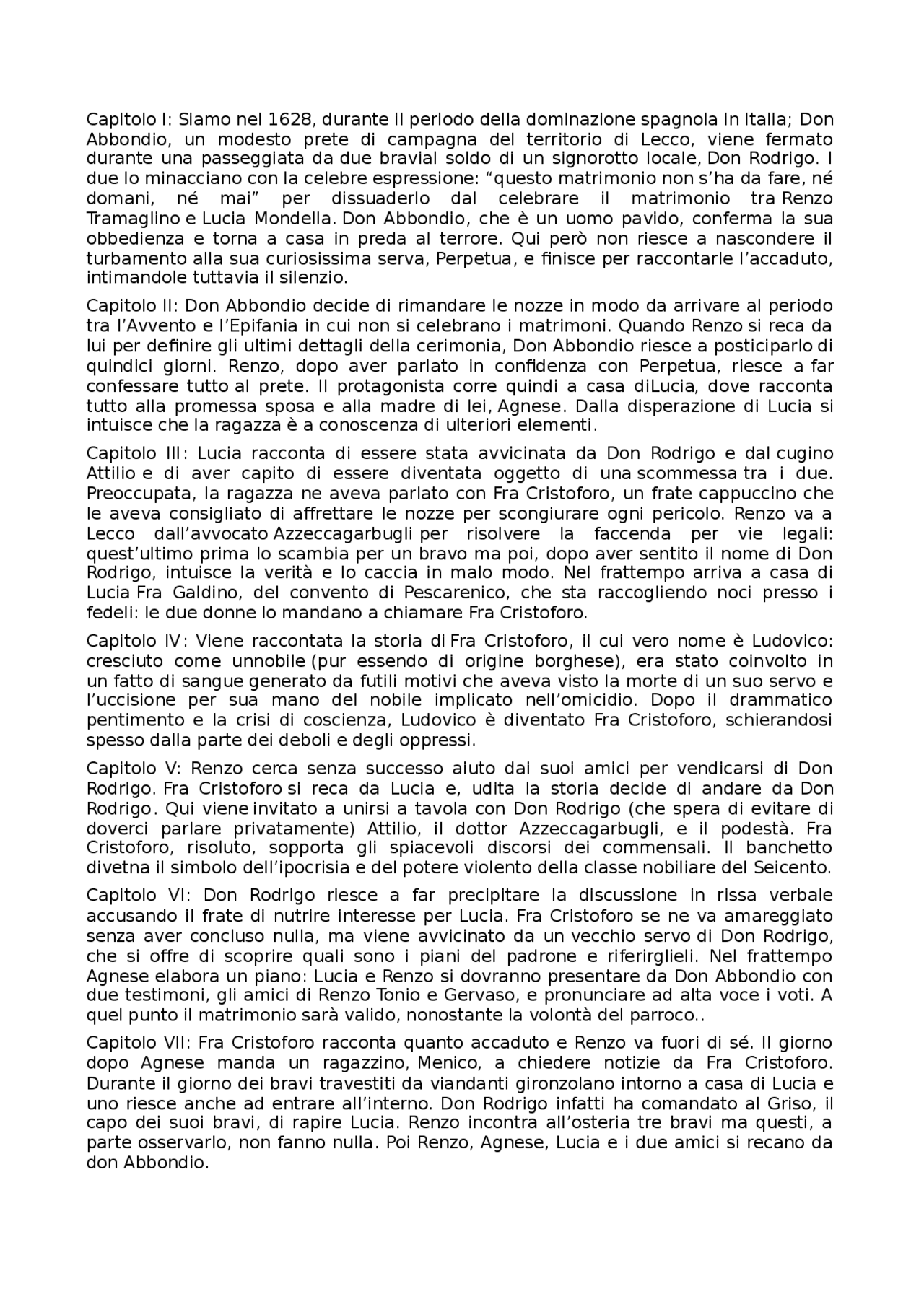 Promessi Sposi Appunti Di Italiano Docsity