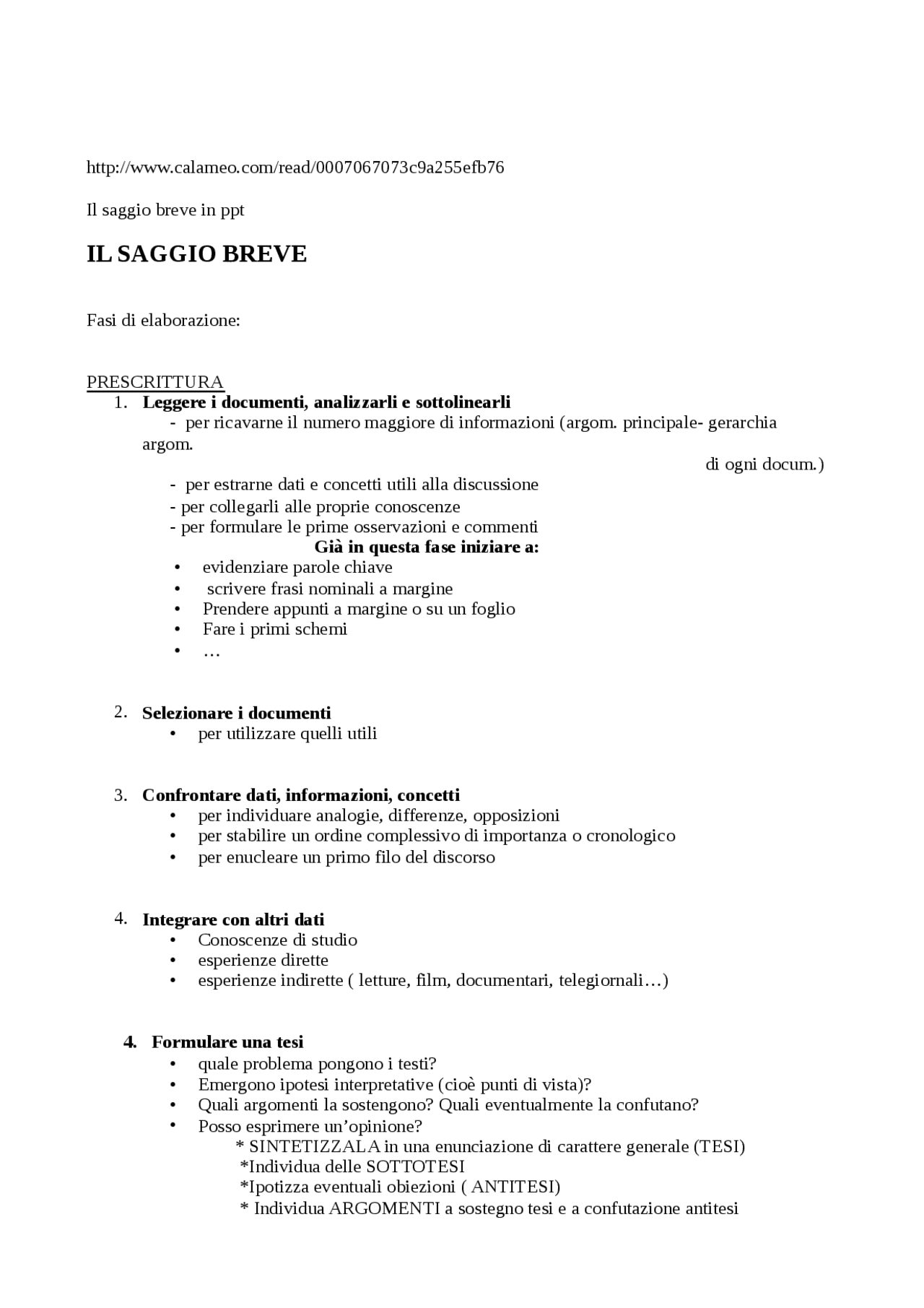 Il Saggio Breve Docsity