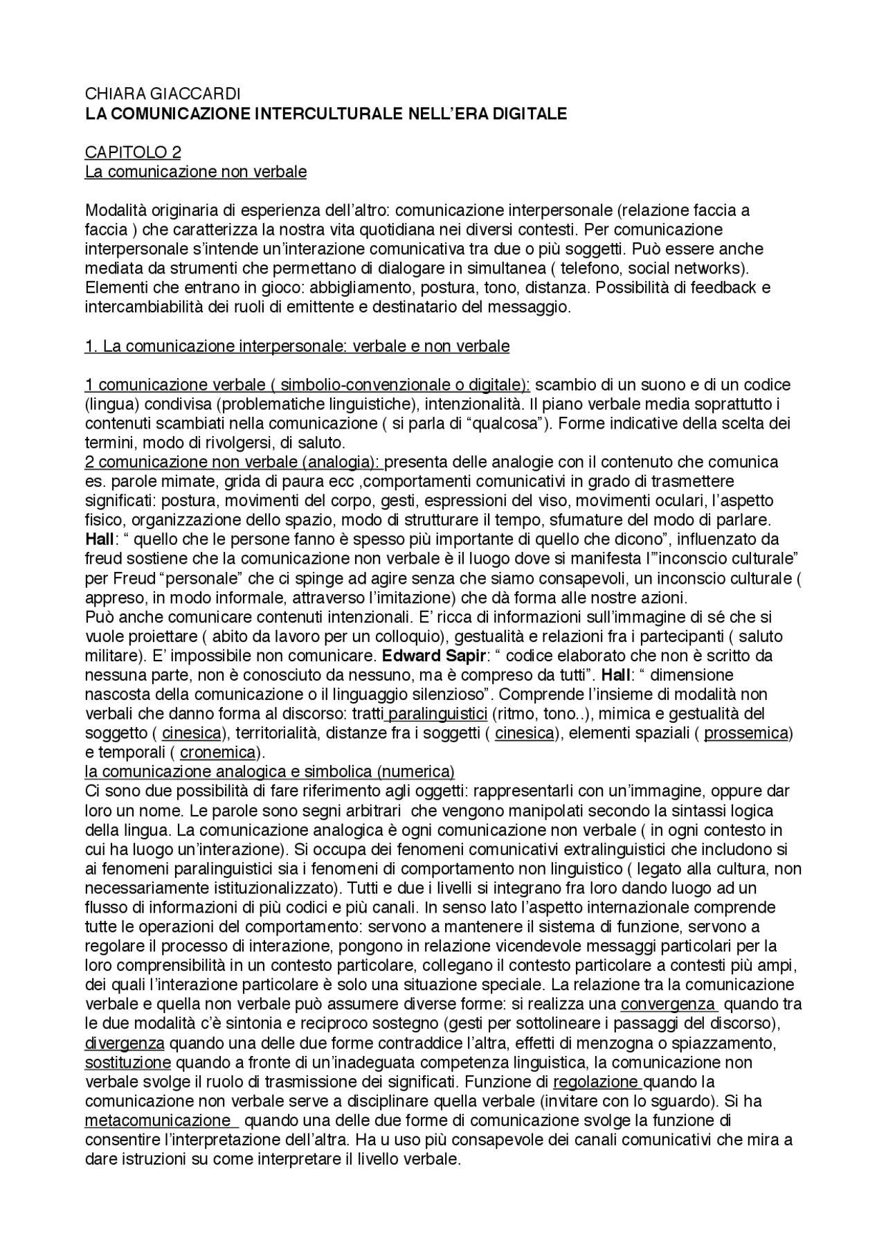 Comunicazione Interculturale Docsity
