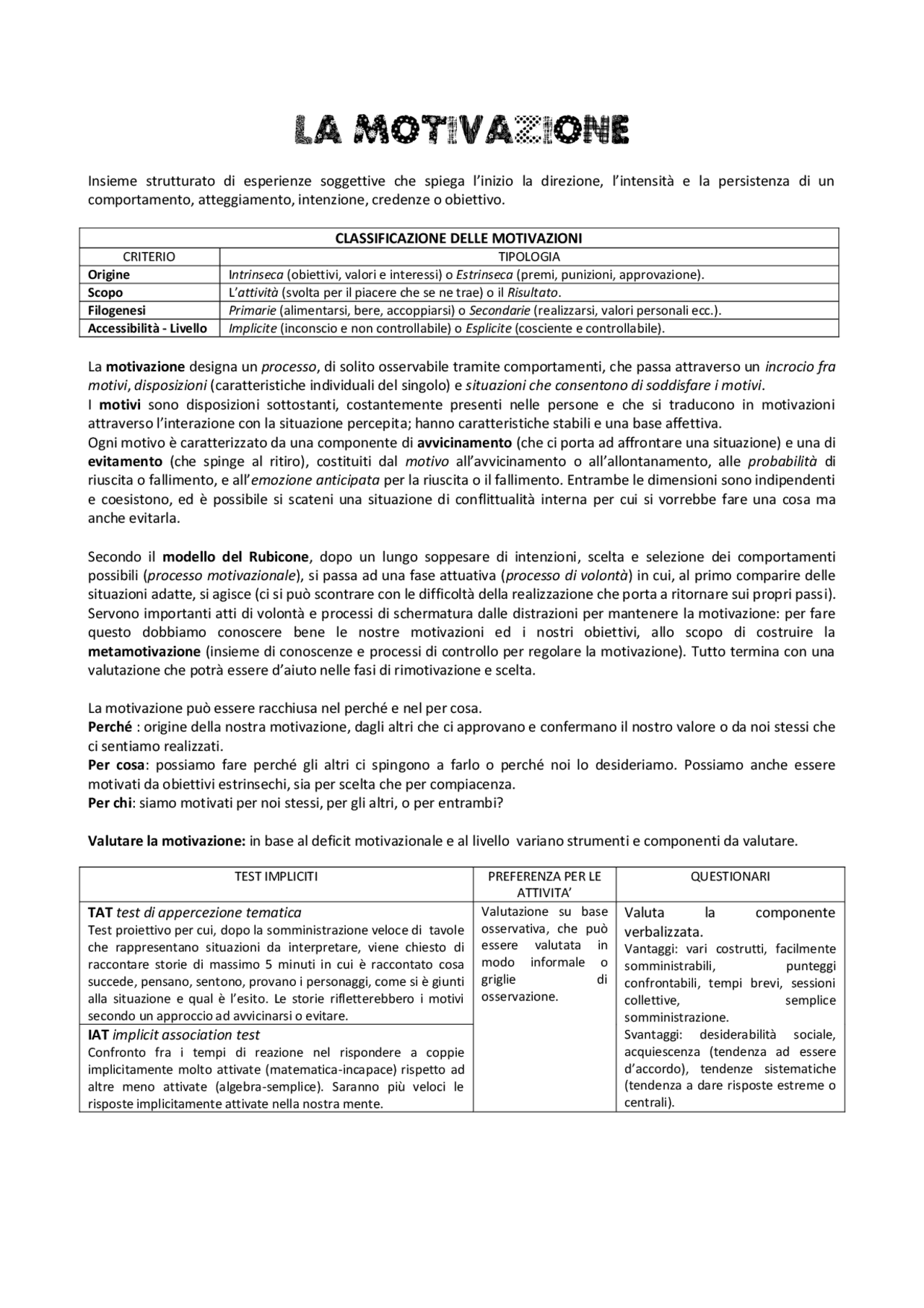 La Motivazione Docsity