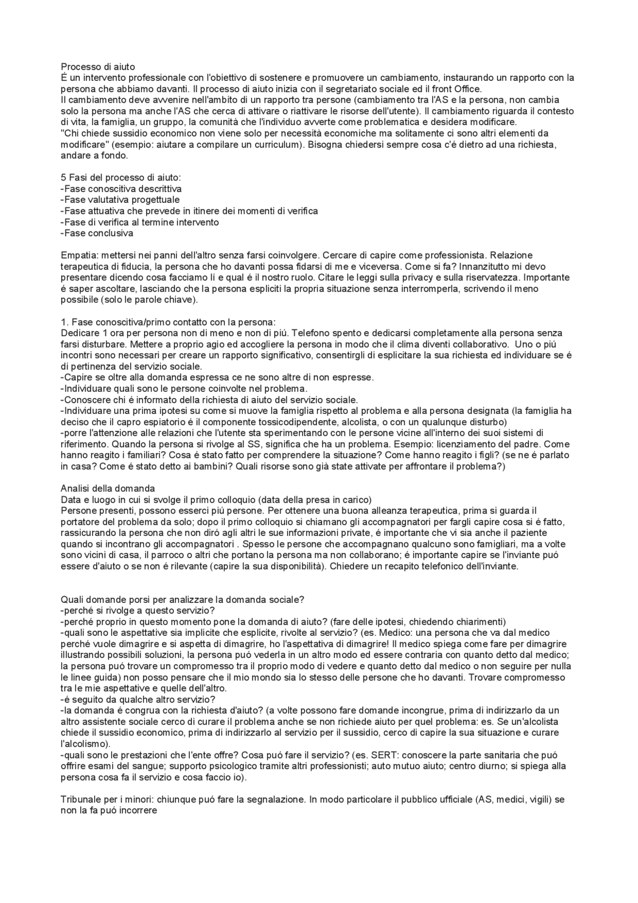 Processo Di Aiuto E Fasi Docsity
