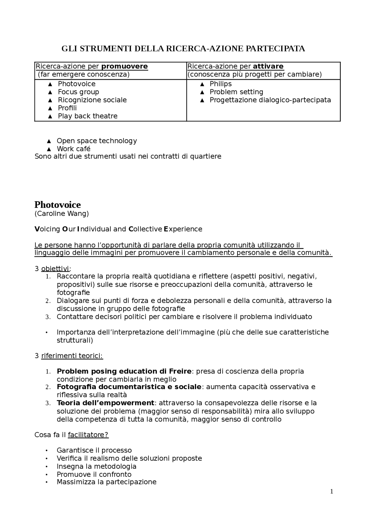 Gli strumenti della ricerca azione - Docsity