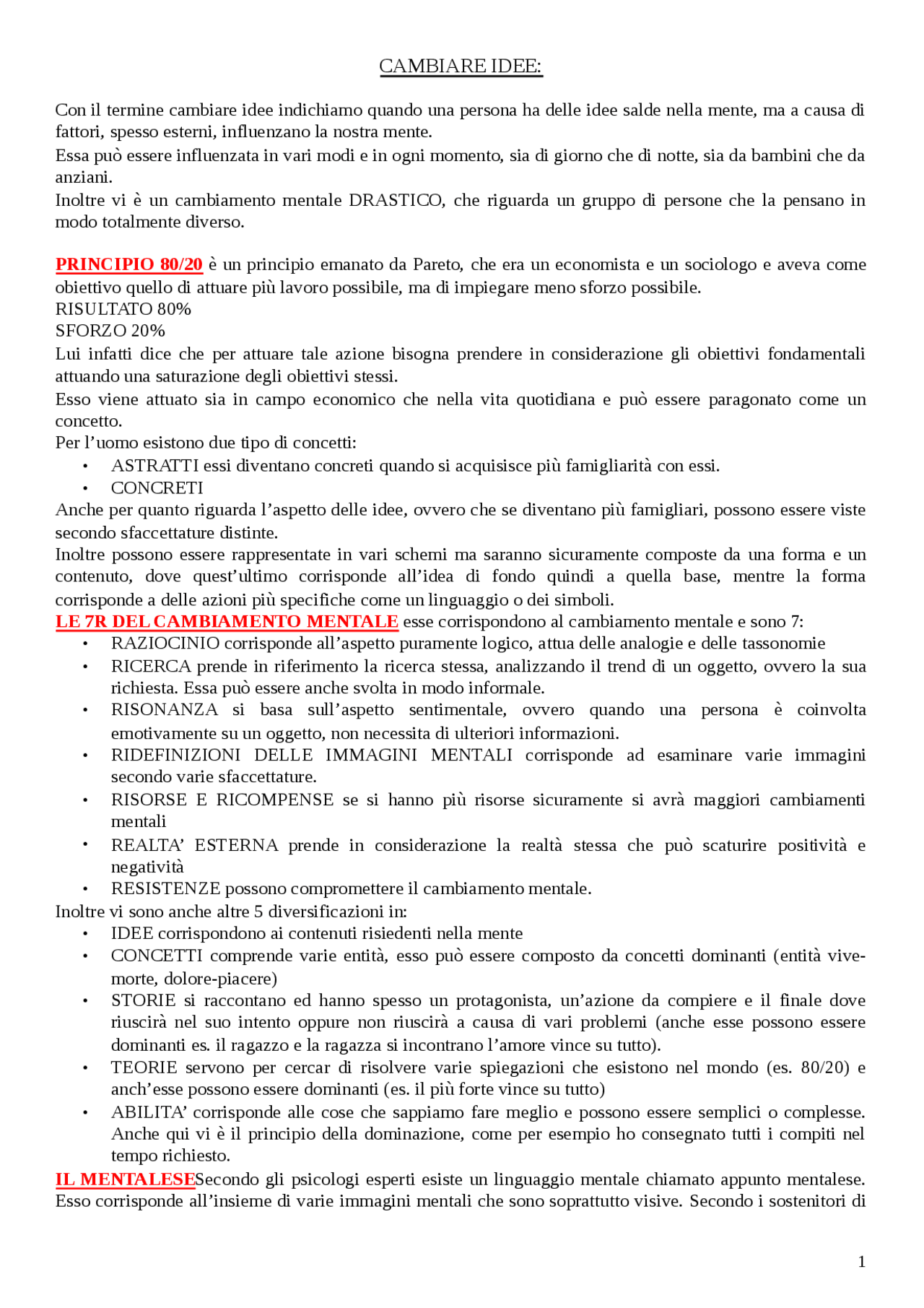 Cambiare Idee Docsity