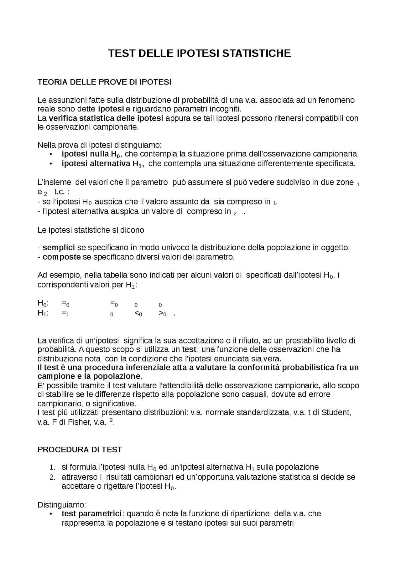 Test Ipotesi Docsity