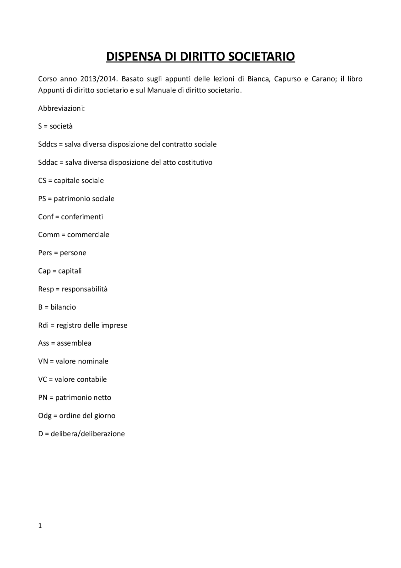 Diritto Societario Pdf Docsity