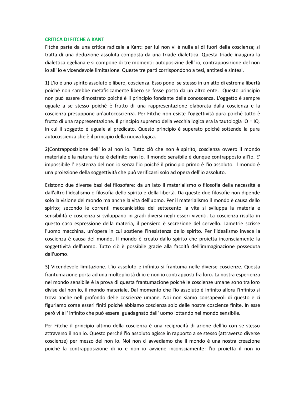 4 La Critica Di Fitche A Kant Docsity