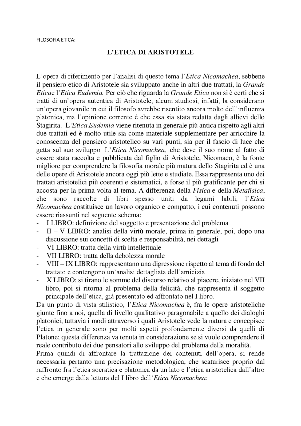 Letica Di Aristotele Docsity