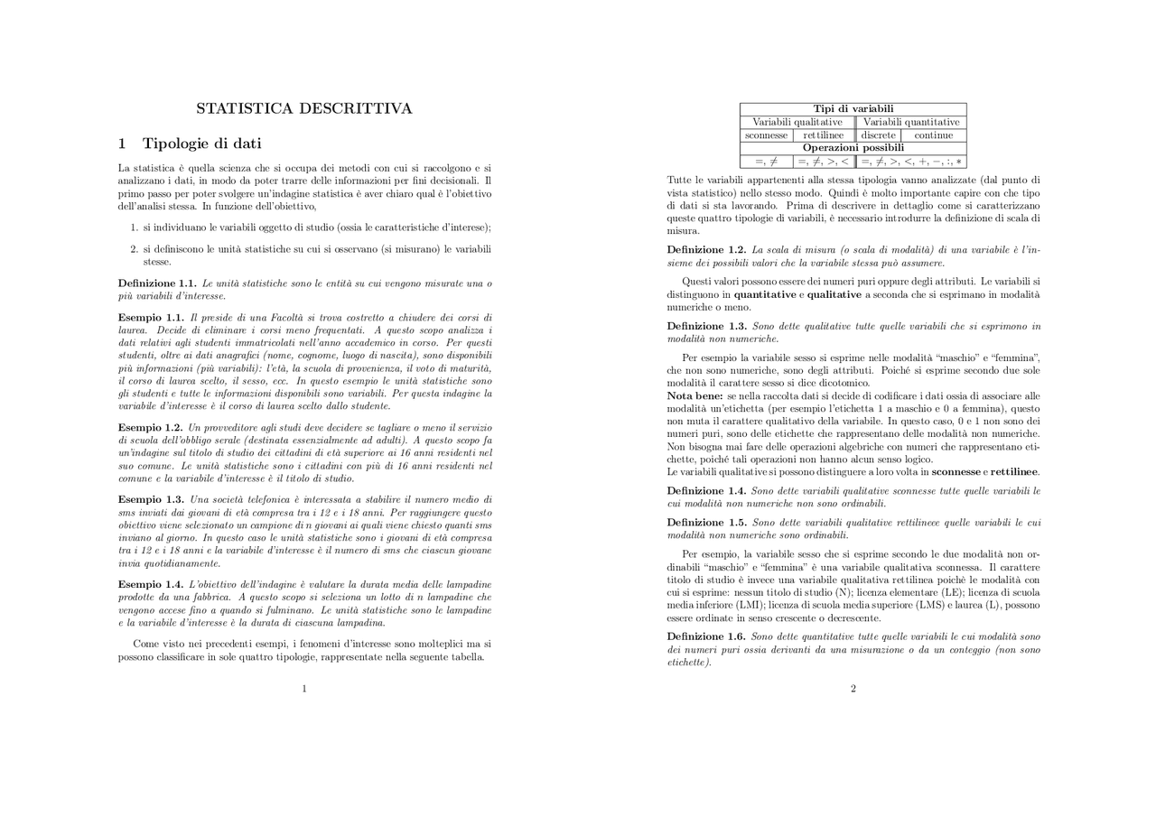 Slide Statistica Primo Anno Docsity