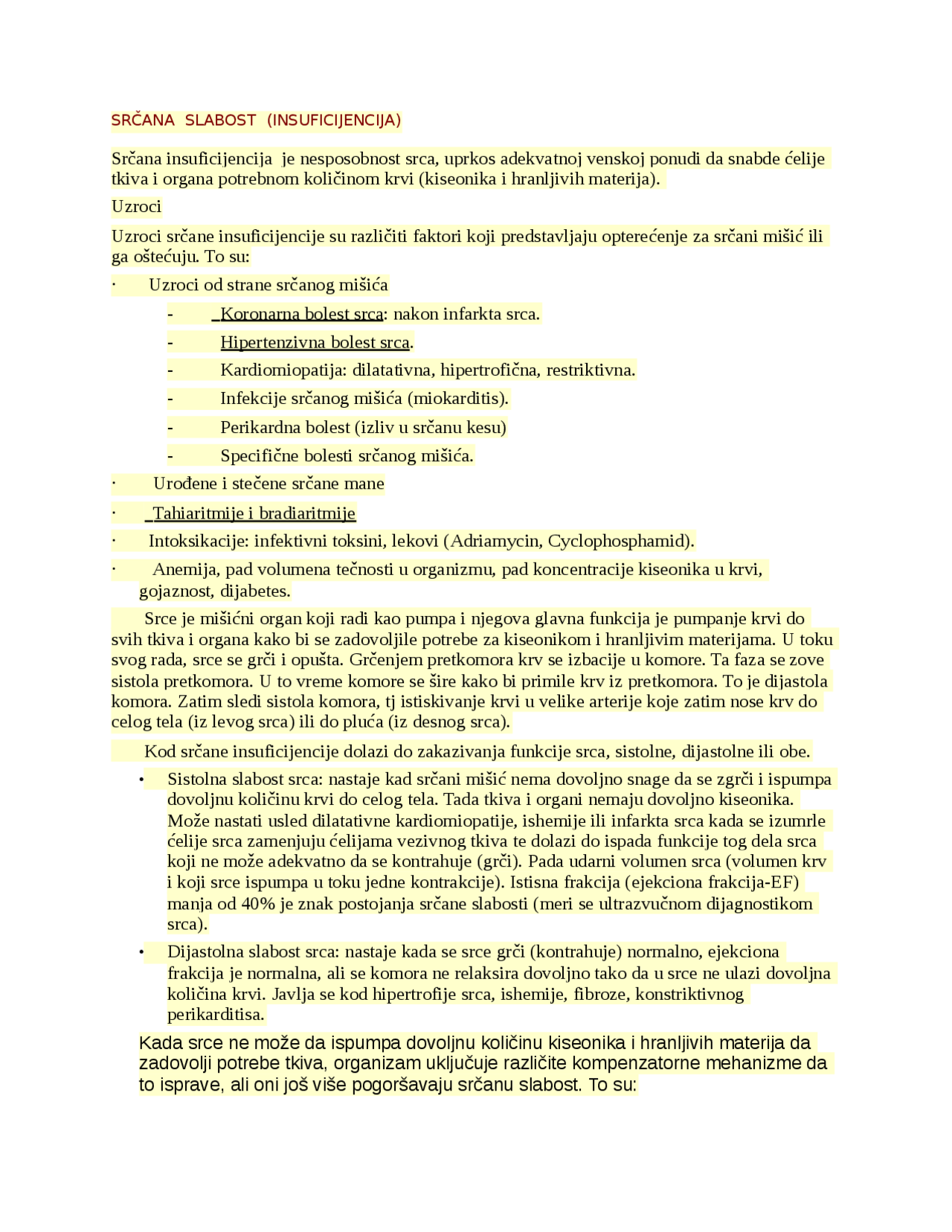 Srčana slabost (insuficijencija): uzroci, simptomi, podela, terapija | Skripte' predlog Prva ...