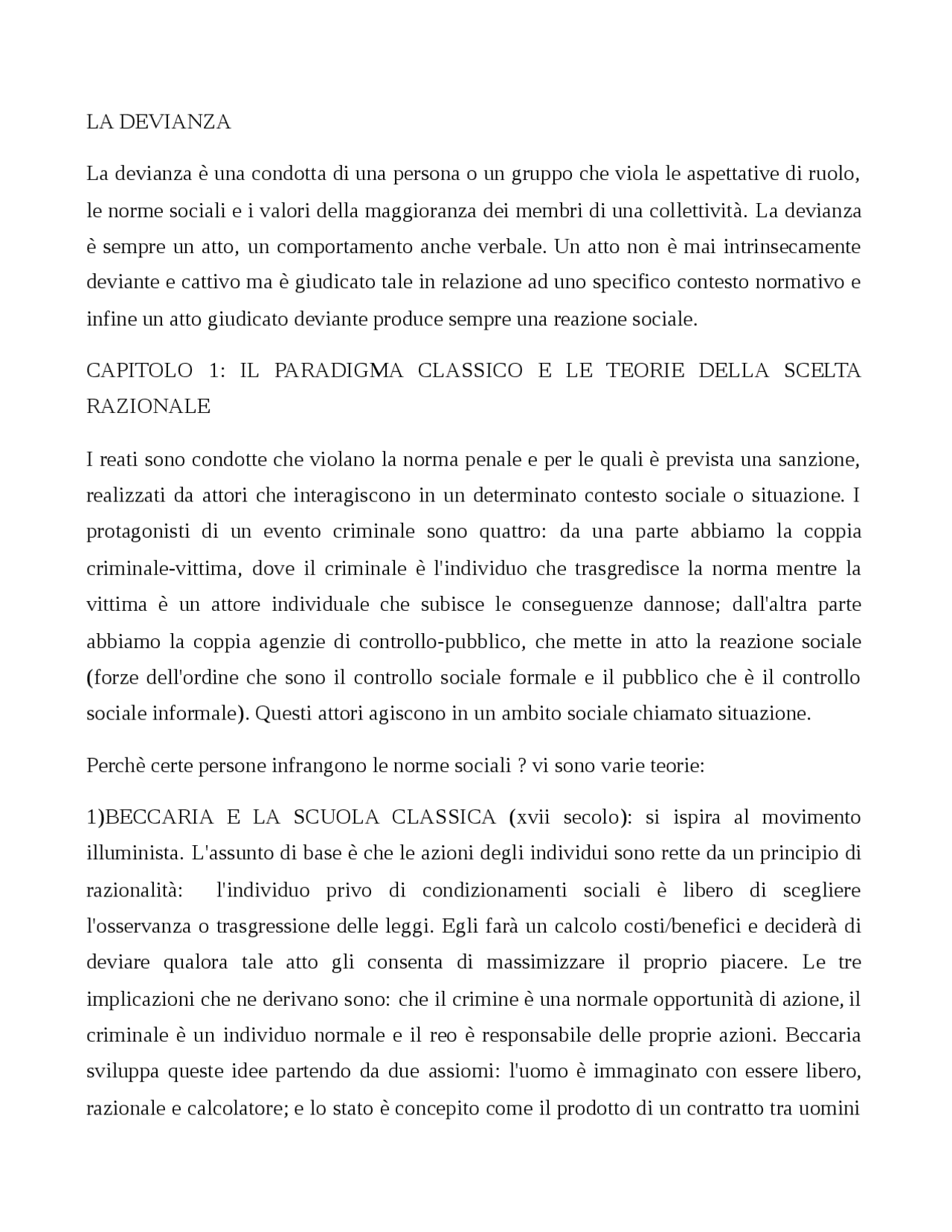 Riassunti La Devianza Docsity