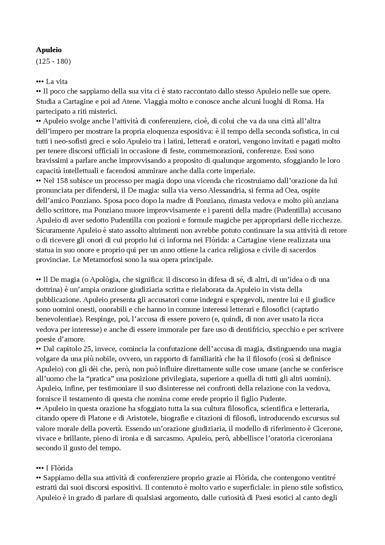 Apuleio Sintesi Libro Colores Sintesi Del Corso Di Latino Docsity