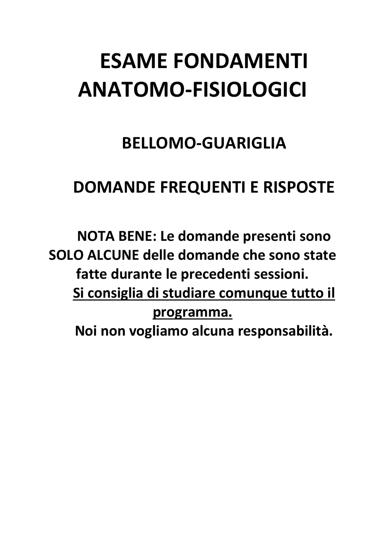 Anatomia Domande E Risposte Docsity